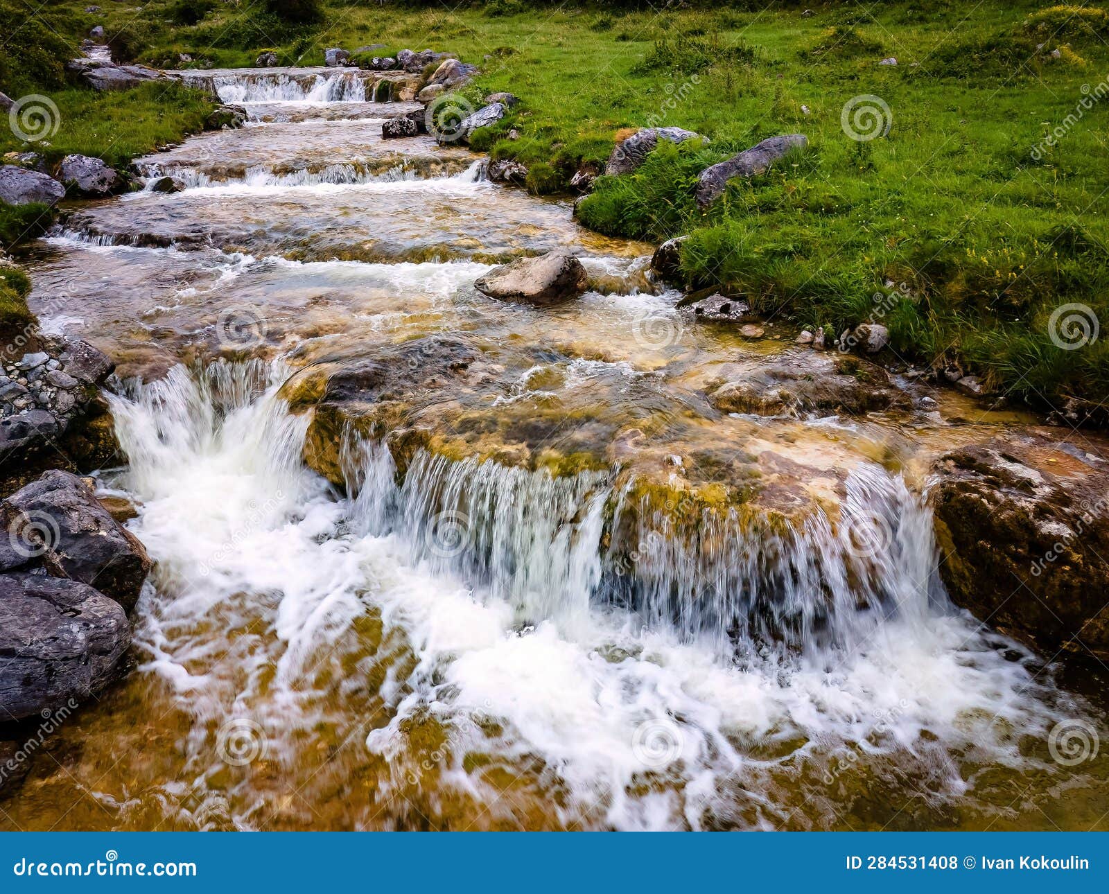 Peaceful Cascade River Flow Irish Landscape in Summer Stock Photo ...