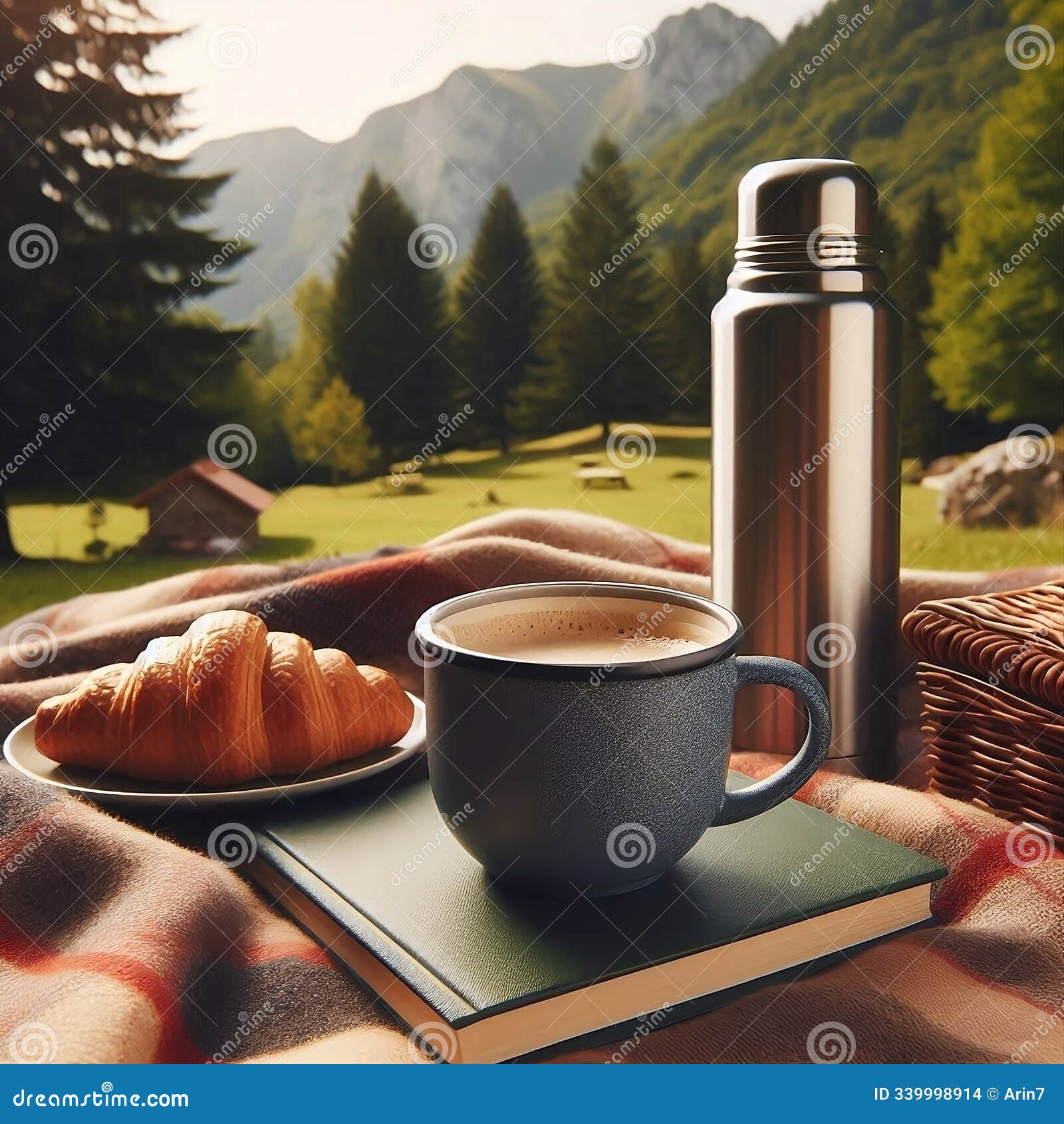 Peaceful Coffee Break with Scenic Nature Background Editorial Stock ...