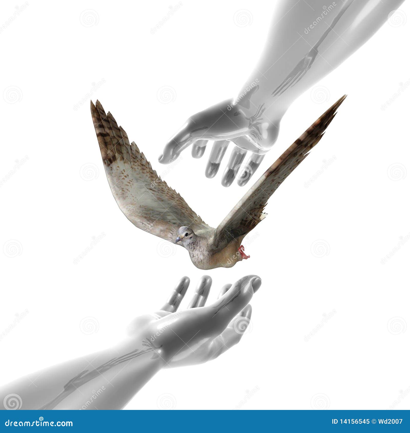 Peaceful Dove and Hands Symbol Stock Illustration - Illustration of ...