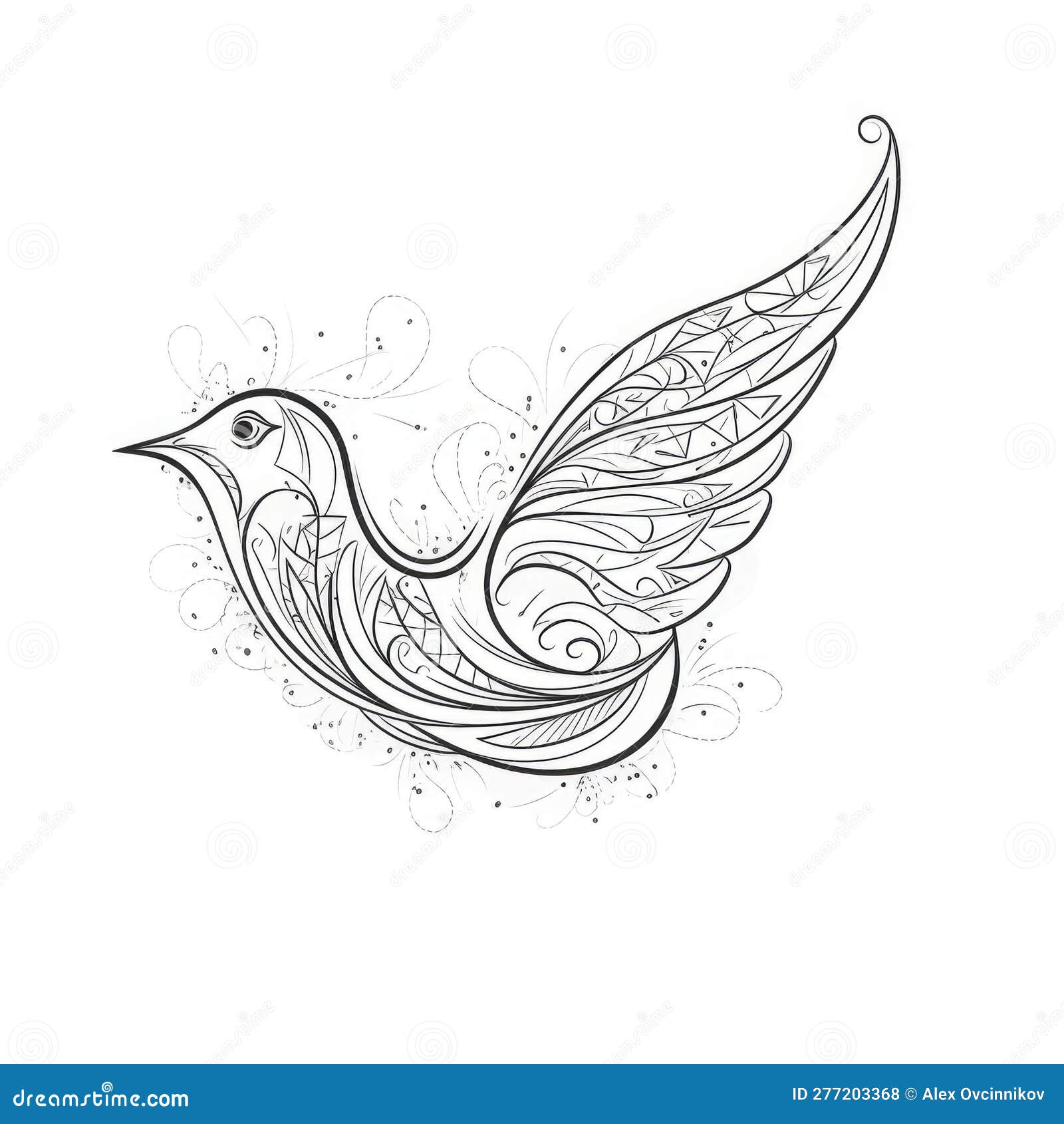 Peaceful Flight: a Simple Linear Drawing of a Dove in Continuous Flight ...