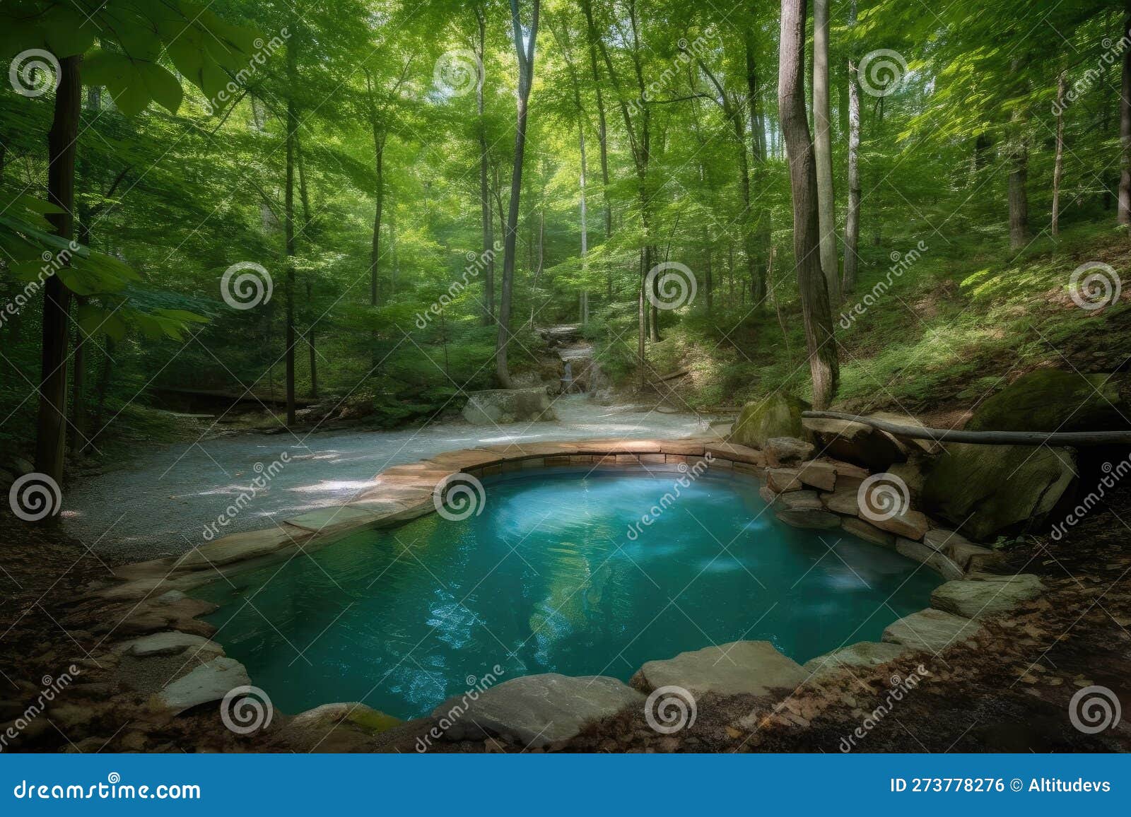 Peaceful Forest Oasis with Hidden Pool and Waterfall Stock Illustration ...