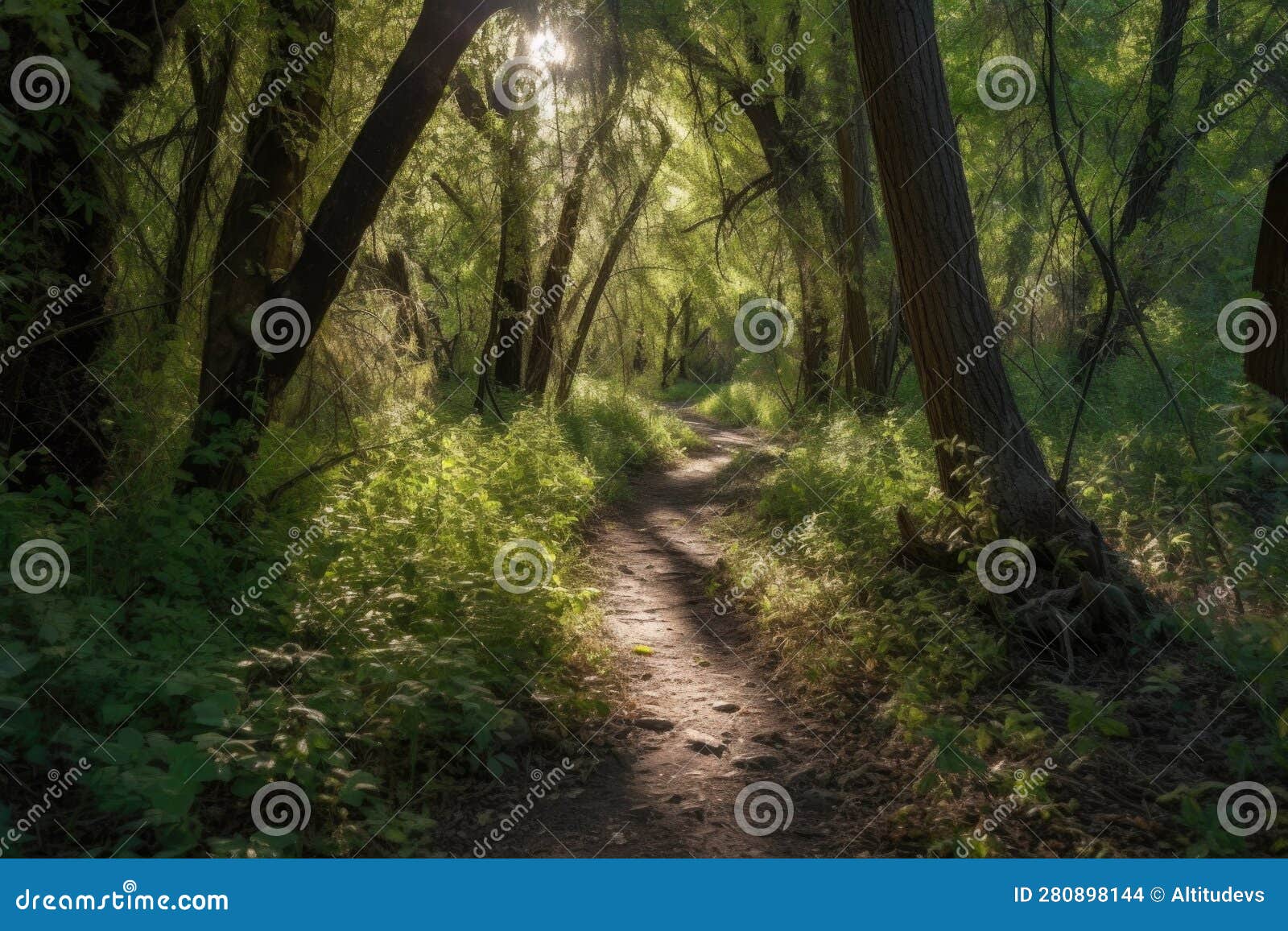 Peaceful Forest Trail, with Sunlight Filtering through the Trees and ...