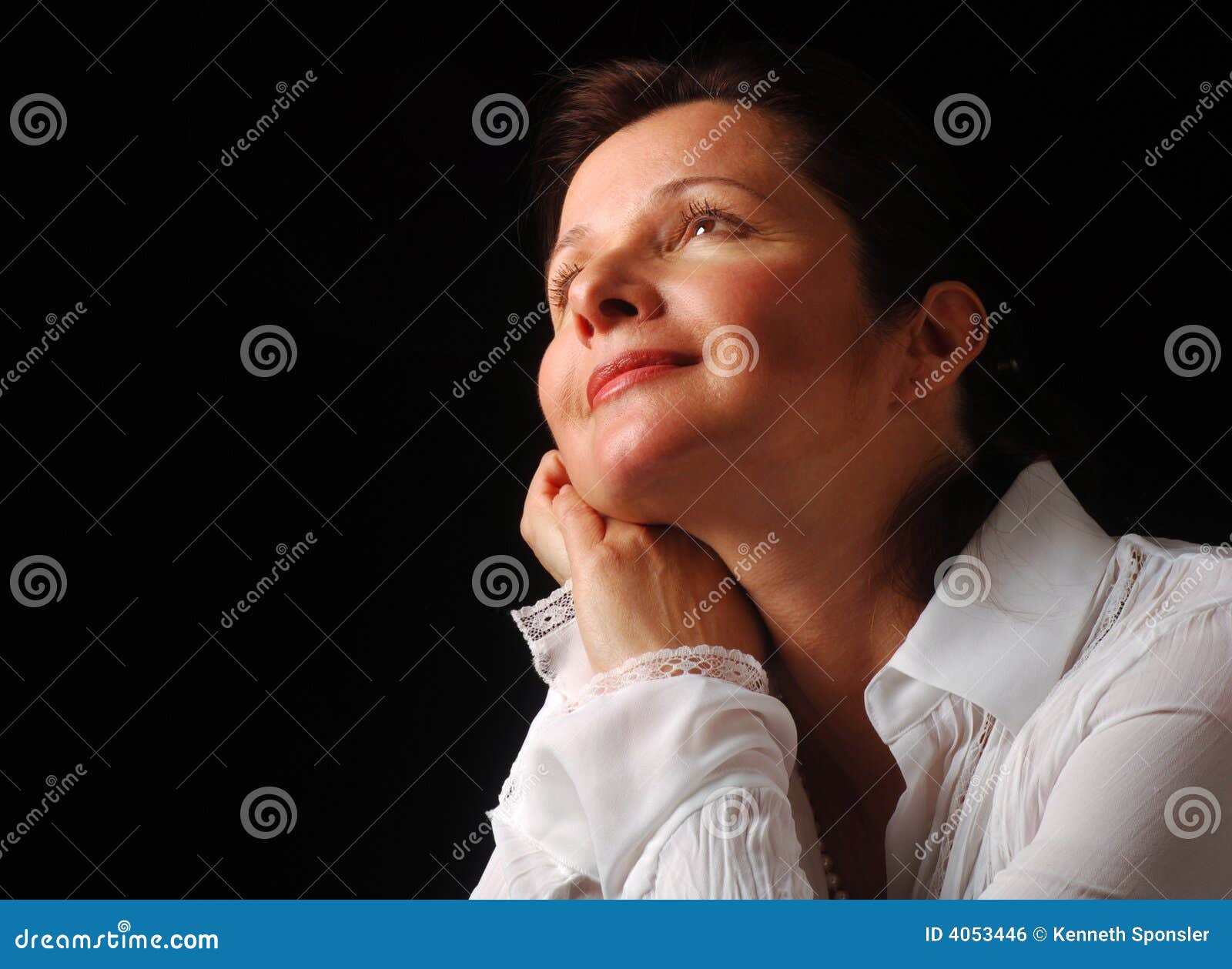Peaceful gaze upward stock photo. Image of finger, adult - 4053446