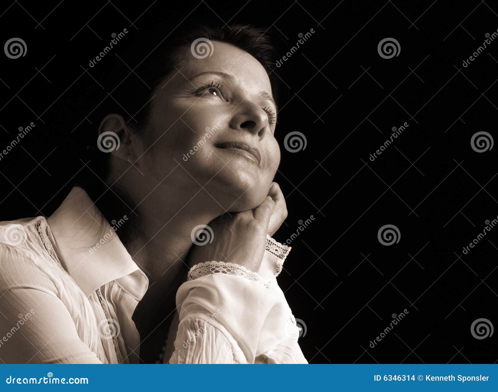 Peaceful Gaze Upward, Sepia Stock Photo - Image of gaze, beautiful: 6346314