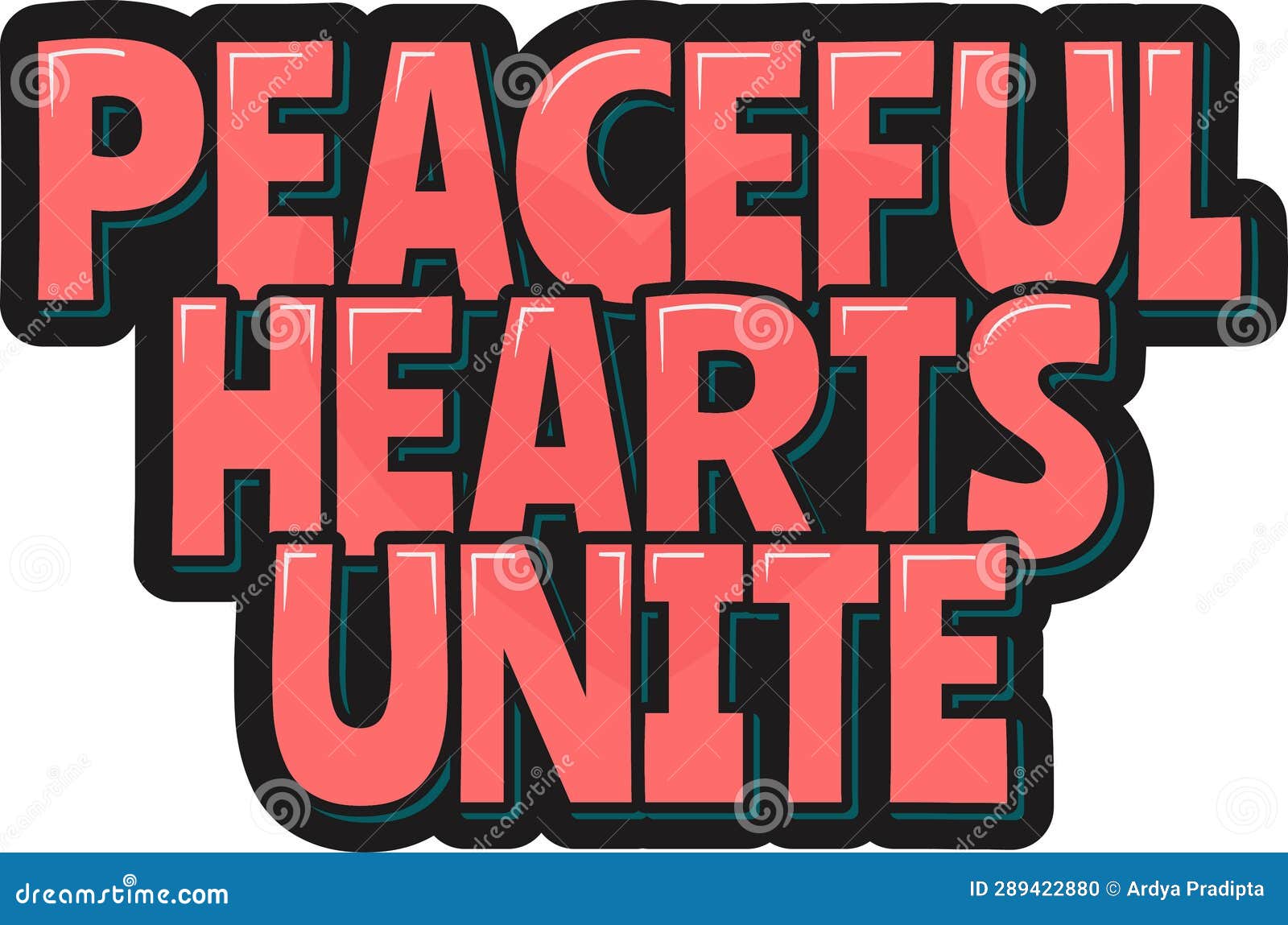 Peaceful Hearts Unite Lettering Design Stock Illustration ...