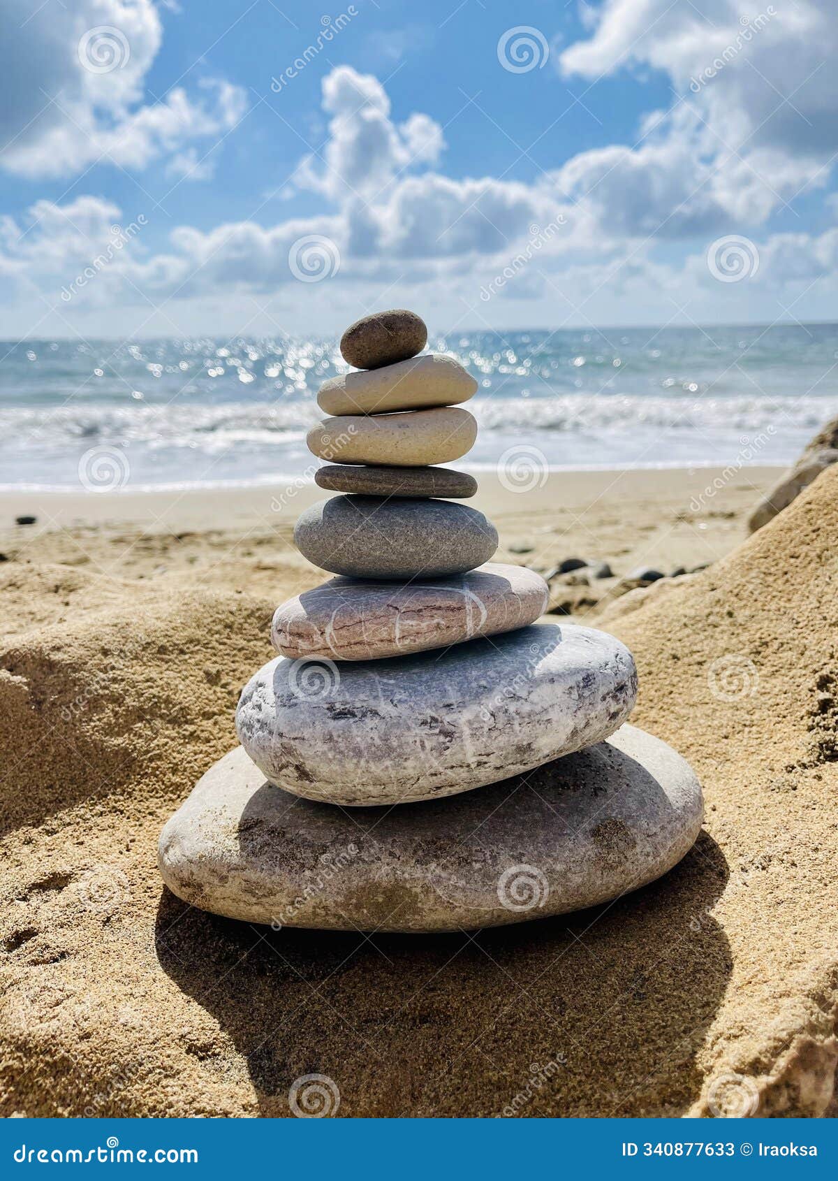 Balanced Stone Stack on the Beach Stock Image - Image of rock, terrain ...