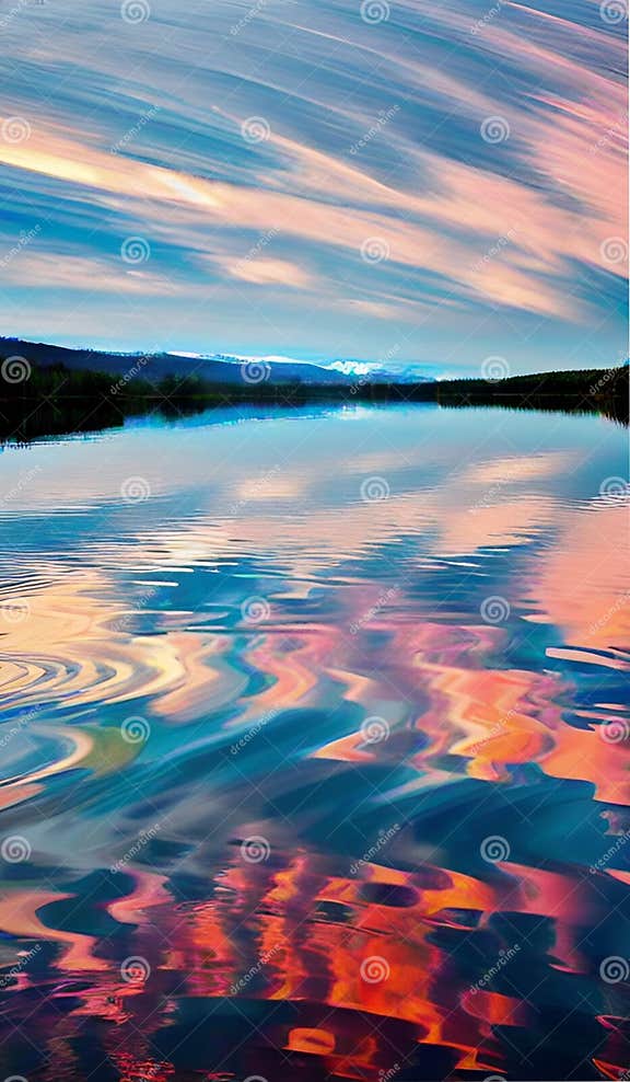 Peaceful Lake Reflections Illustration Artificial Intelligence Artwork ...