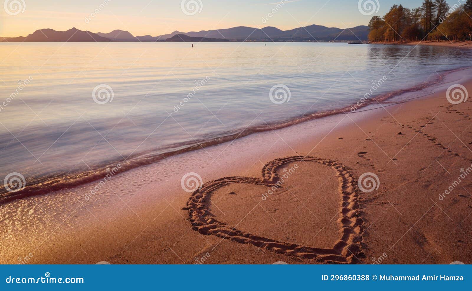"a Peaceful Lakeside View with Love in Every Ripple Stock Illustration ...
