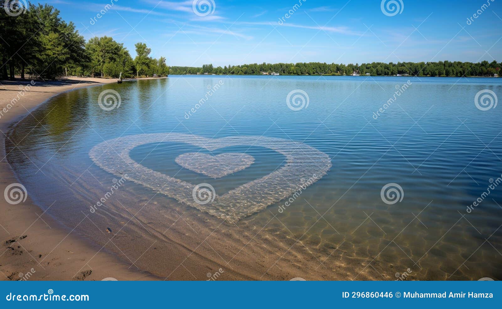 "a Peaceful Lakeside View with Love in Every Ripple Stock Illustration ...