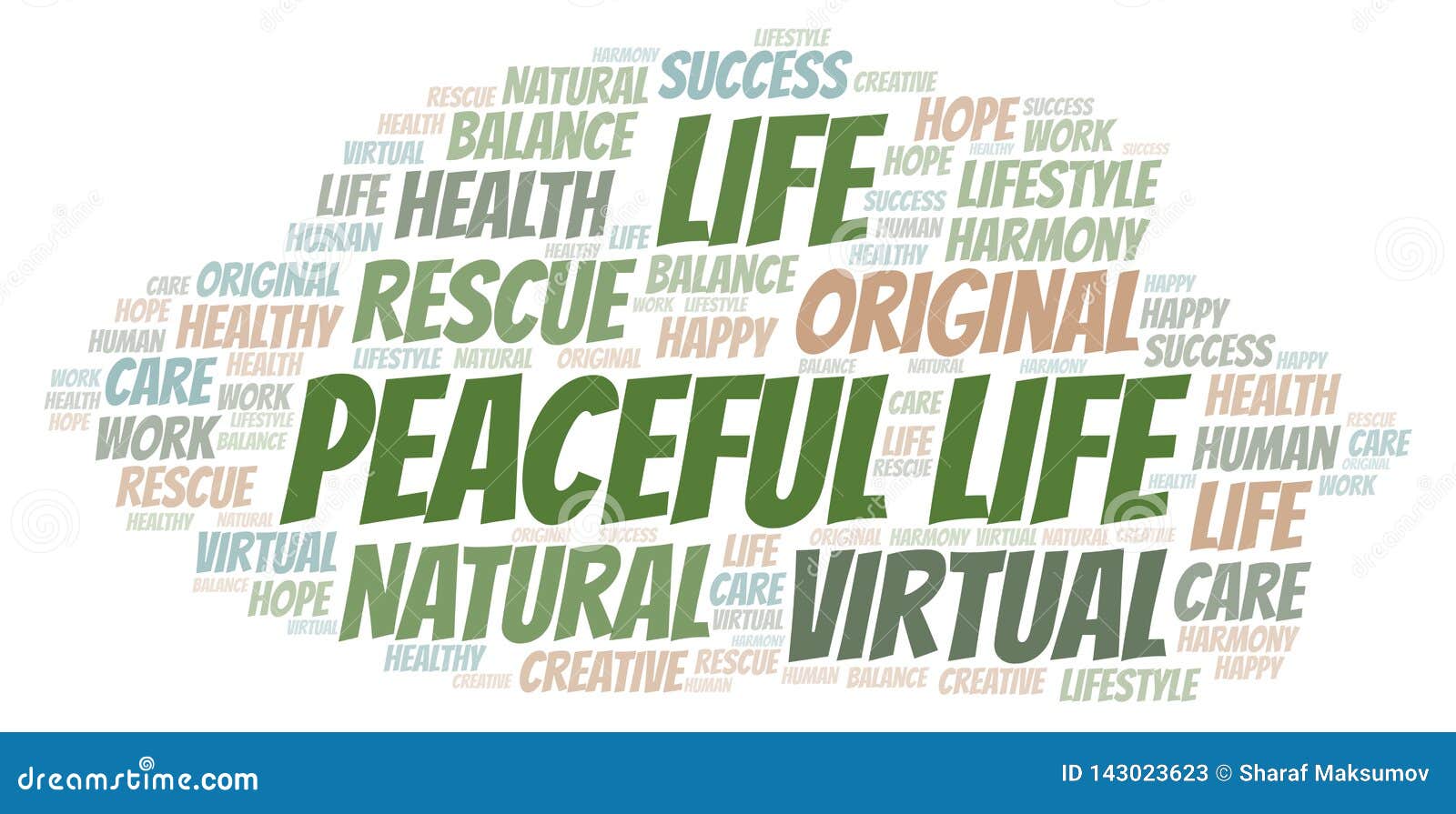 Peaceful Life word cloud stock illustration. Illustration of white ...