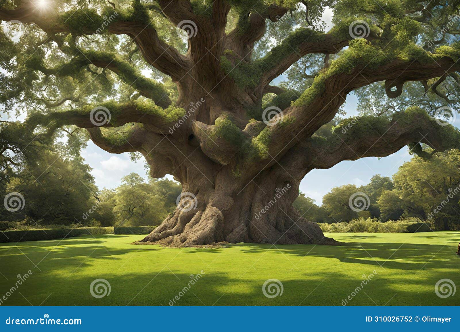 Peaceful Magical Ancient Tree In A Field. Stock Photography ...