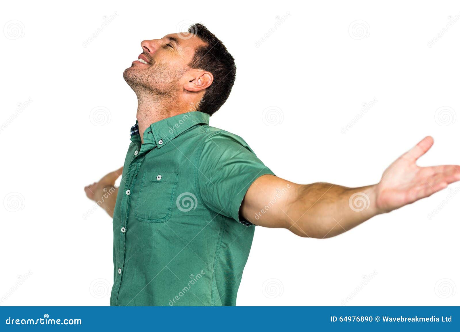 Peaceful Man with Closed Eyes and Arms Outstretched Stock Photo - Image ...