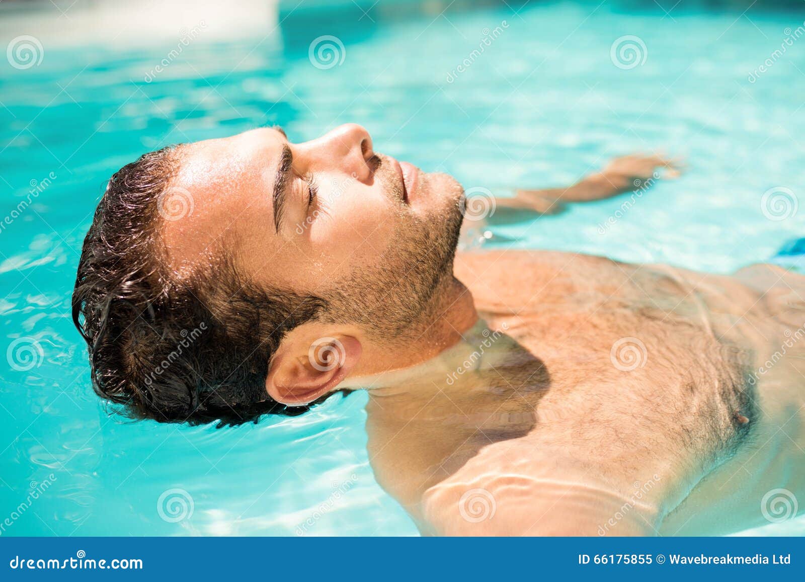 Peaceful Man Floating in the Pool Stock Image - Image of water ...