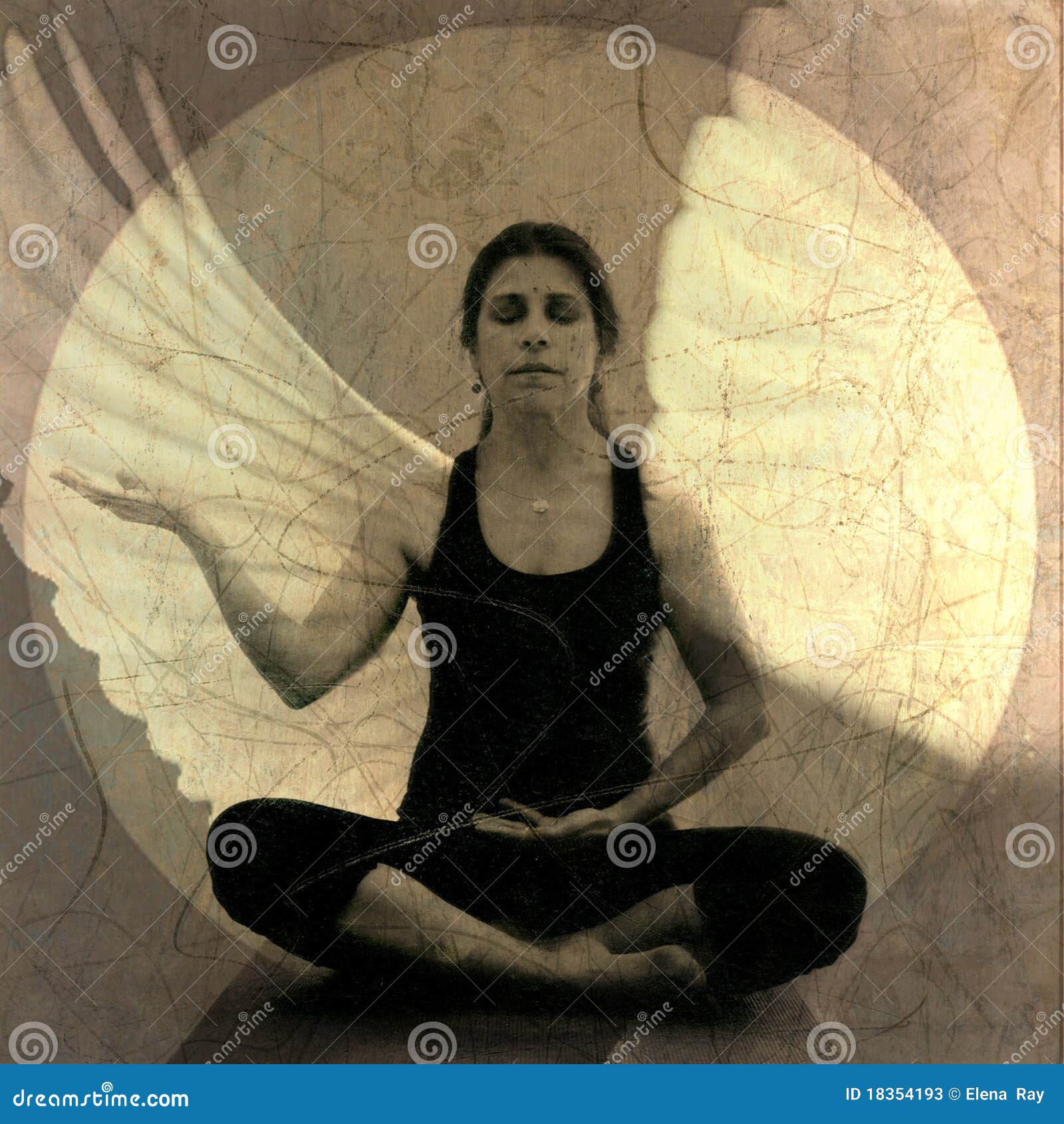 Peaceful Meditation Yoga Woman Angel Stock Illustration - Illustration ...