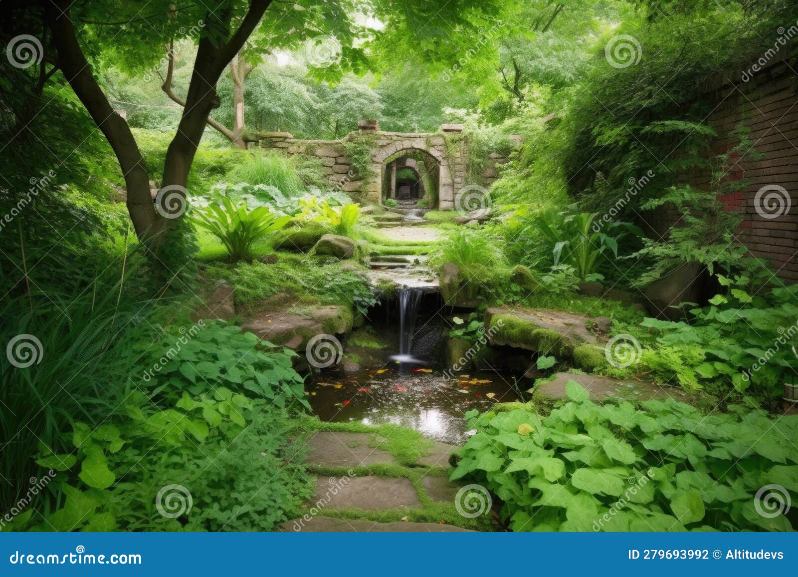 Peaceful Meditation Garden with Cascading Spring Waterfalls and ...