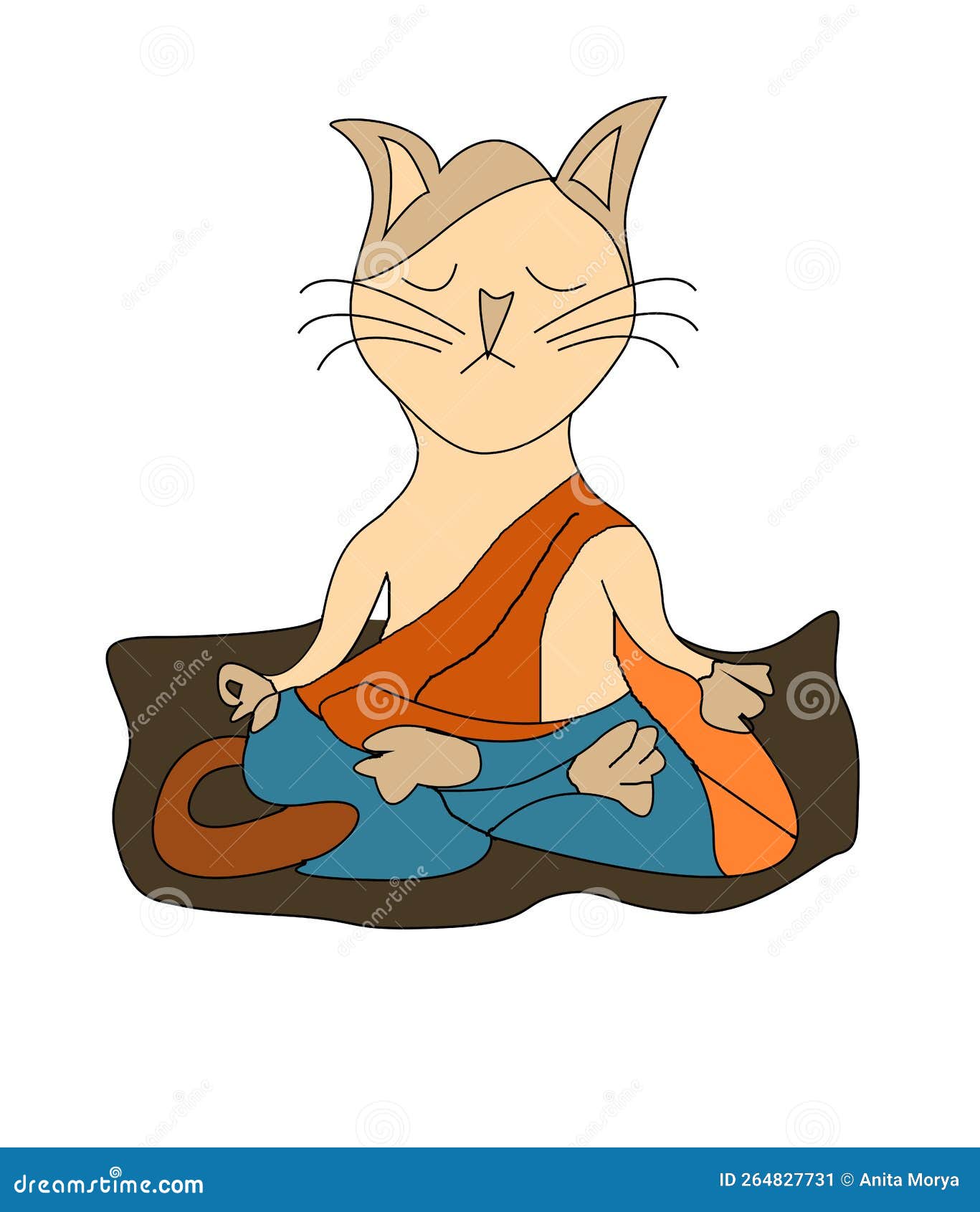 Peaceful Monk Cat Doing Meditation and White Background Stock ...