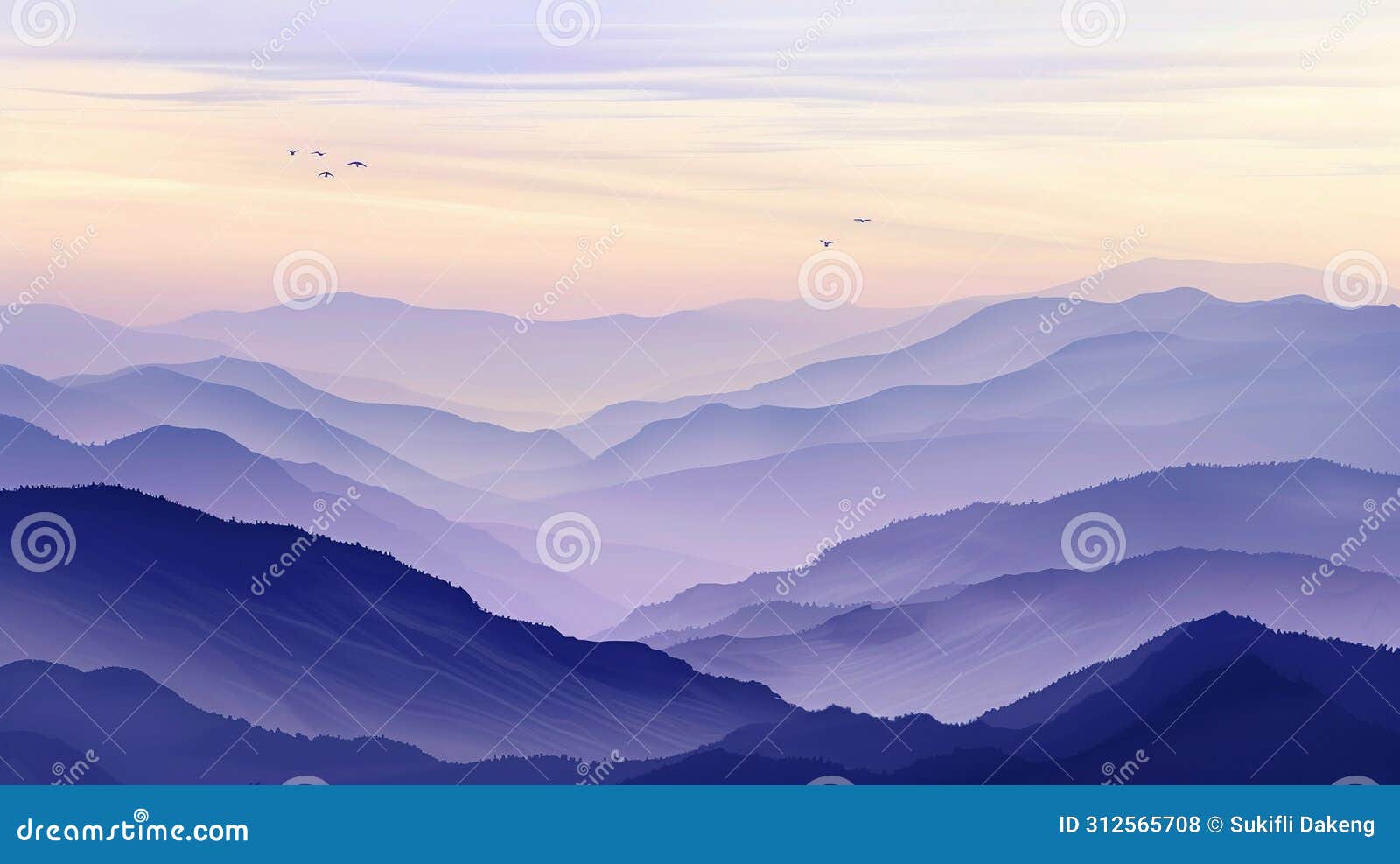 A Peaceful Mountaintop At Dawn, The World Below Waking Up In A Calm ...