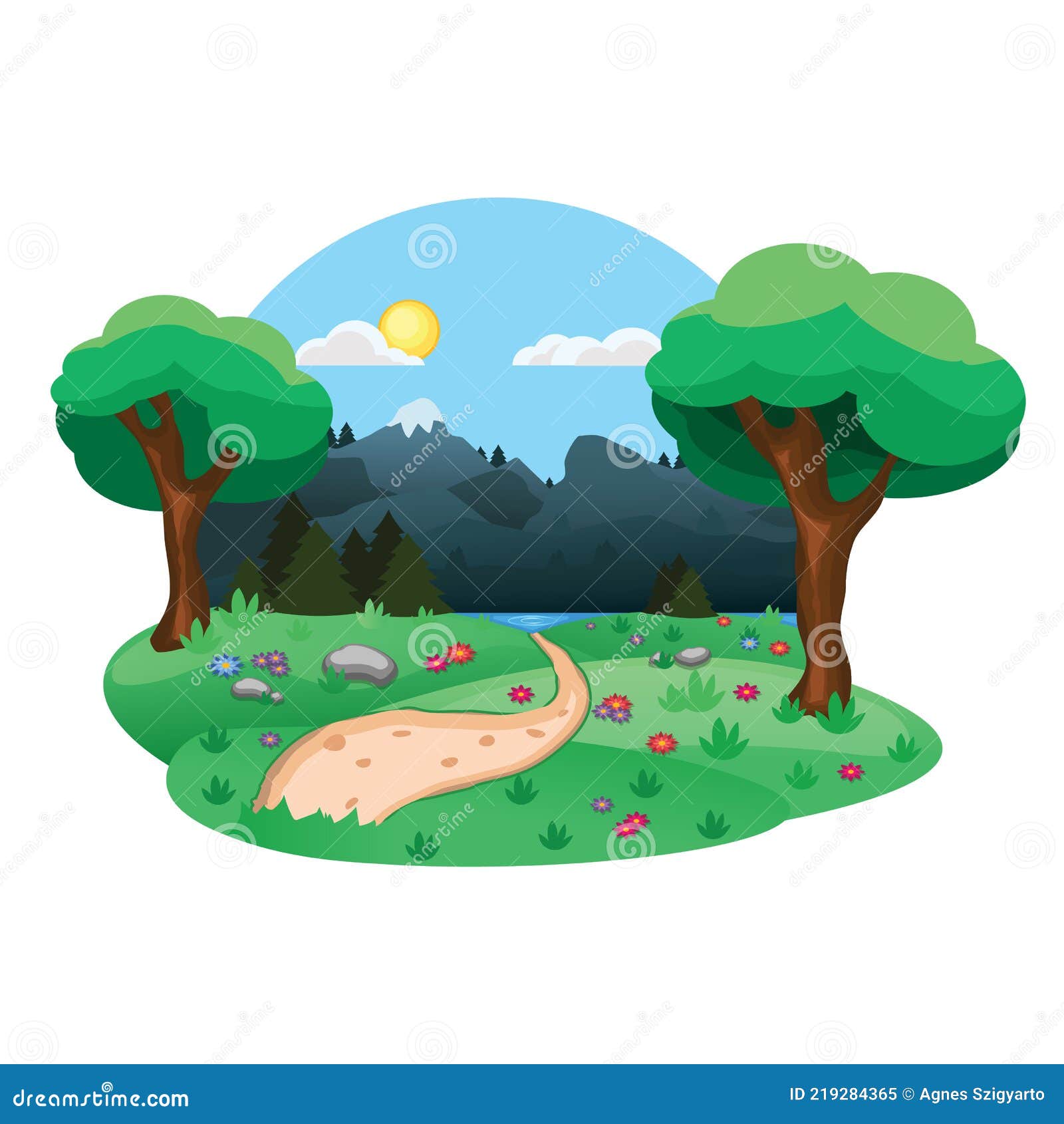 Peaceful Nature Background Illustration Stock Vector - Illustration of ...