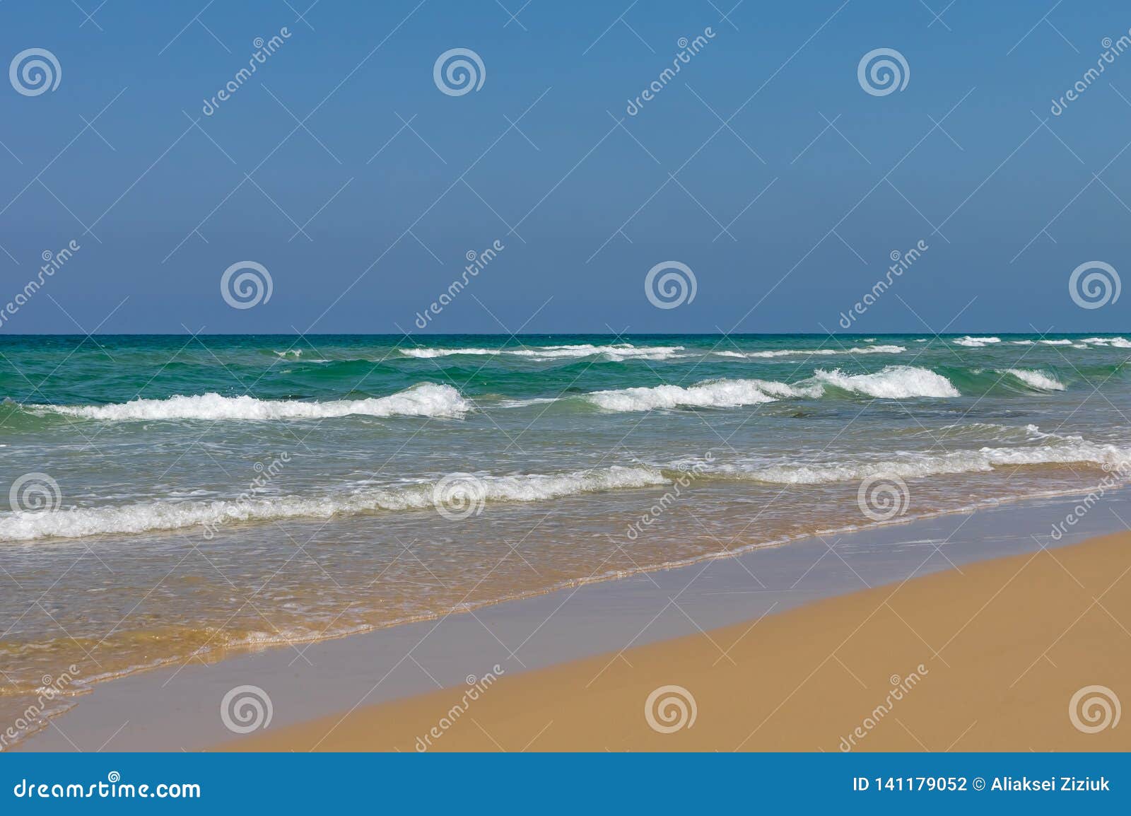 Peaceful Ocean Wave at Beach. Smooth Sand Stock Photo - Image of clear ...