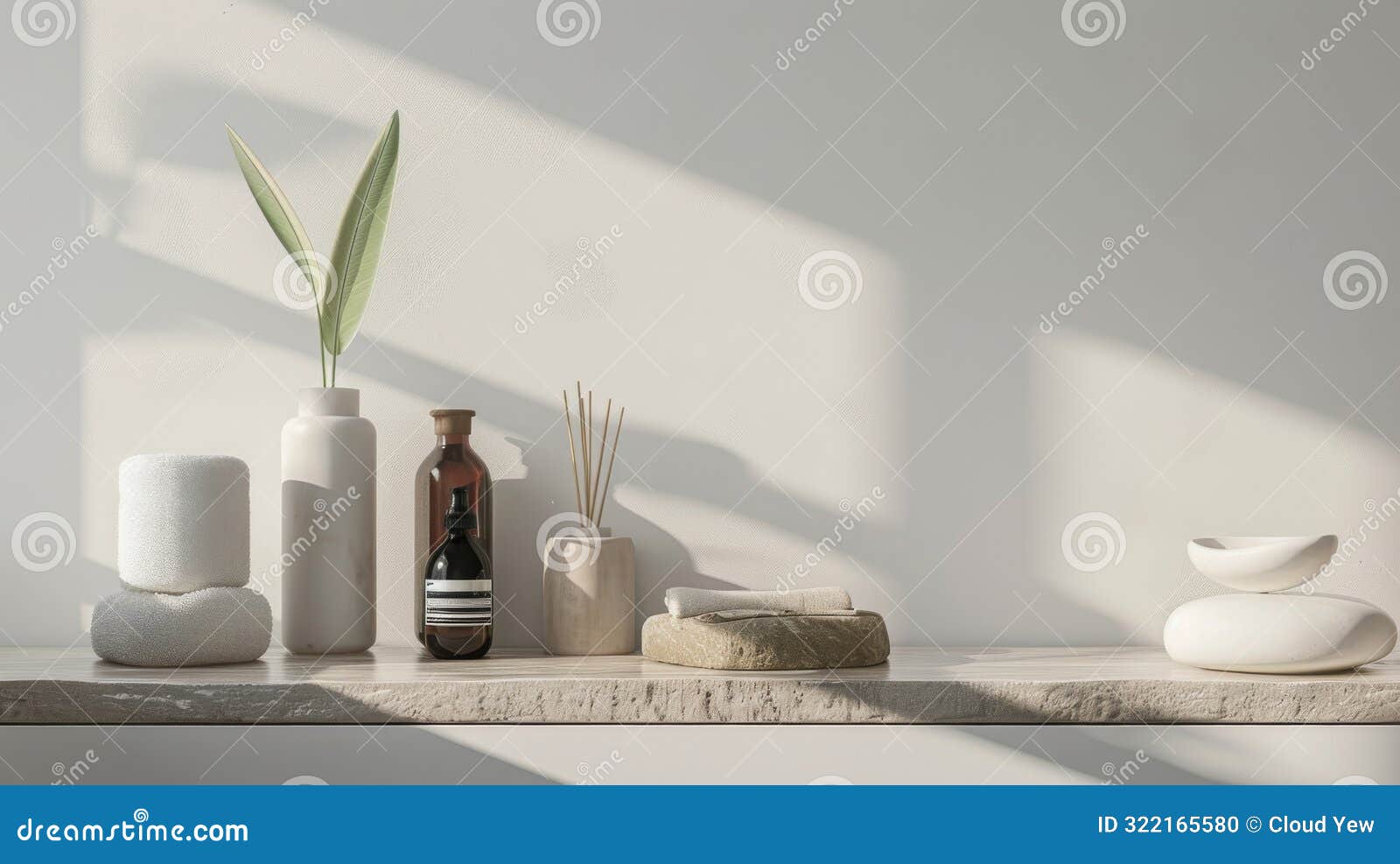 Peaceful Presentation of Self-care Items with Subtle Text Space Stock ...