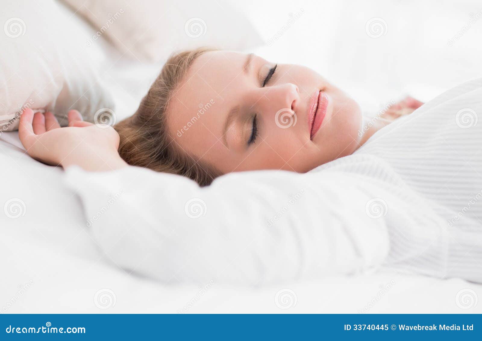 Peaceful Pretty Woman Sleeping on Her Bed Stock Image - Image of ...
