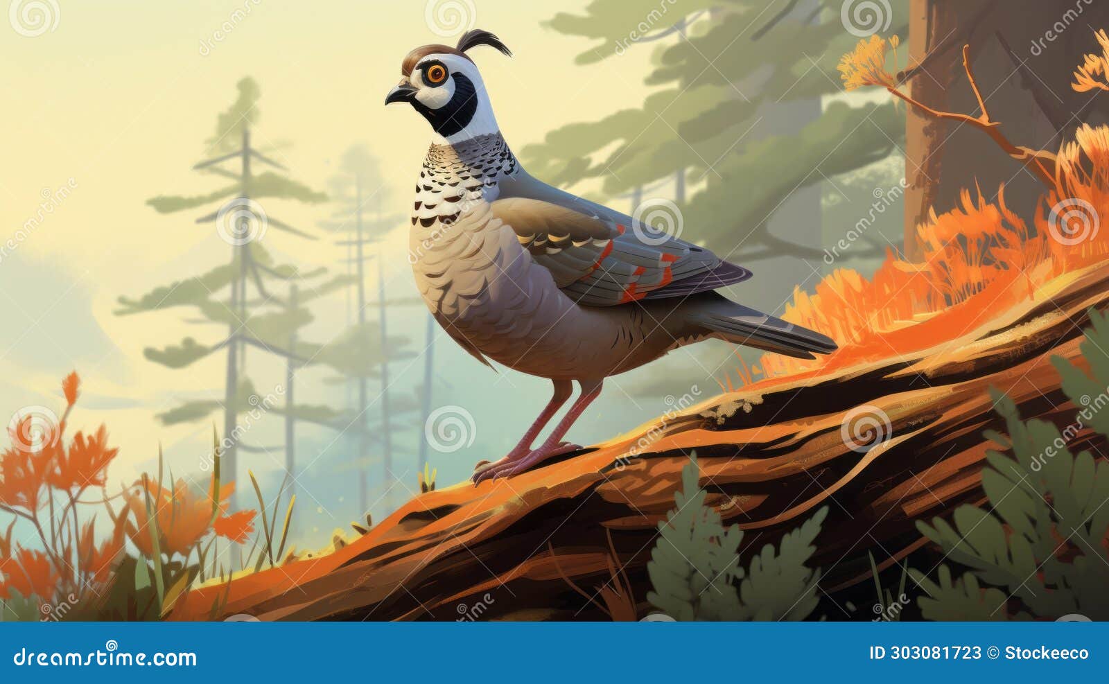Peaceful Quail Illustration in Editorial Style for 2d Game Art Stock ...
