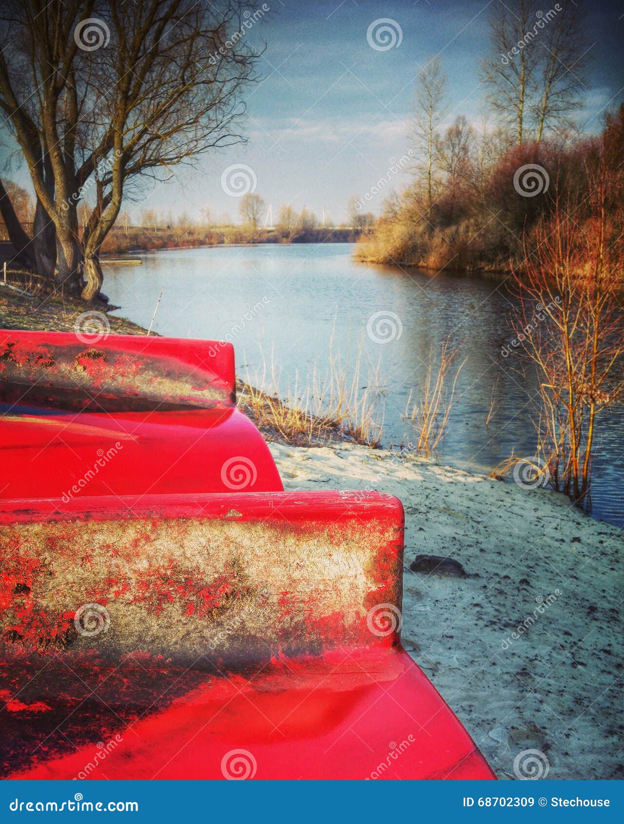 A peaceful river setting stock image. Image of boats - 68702309
