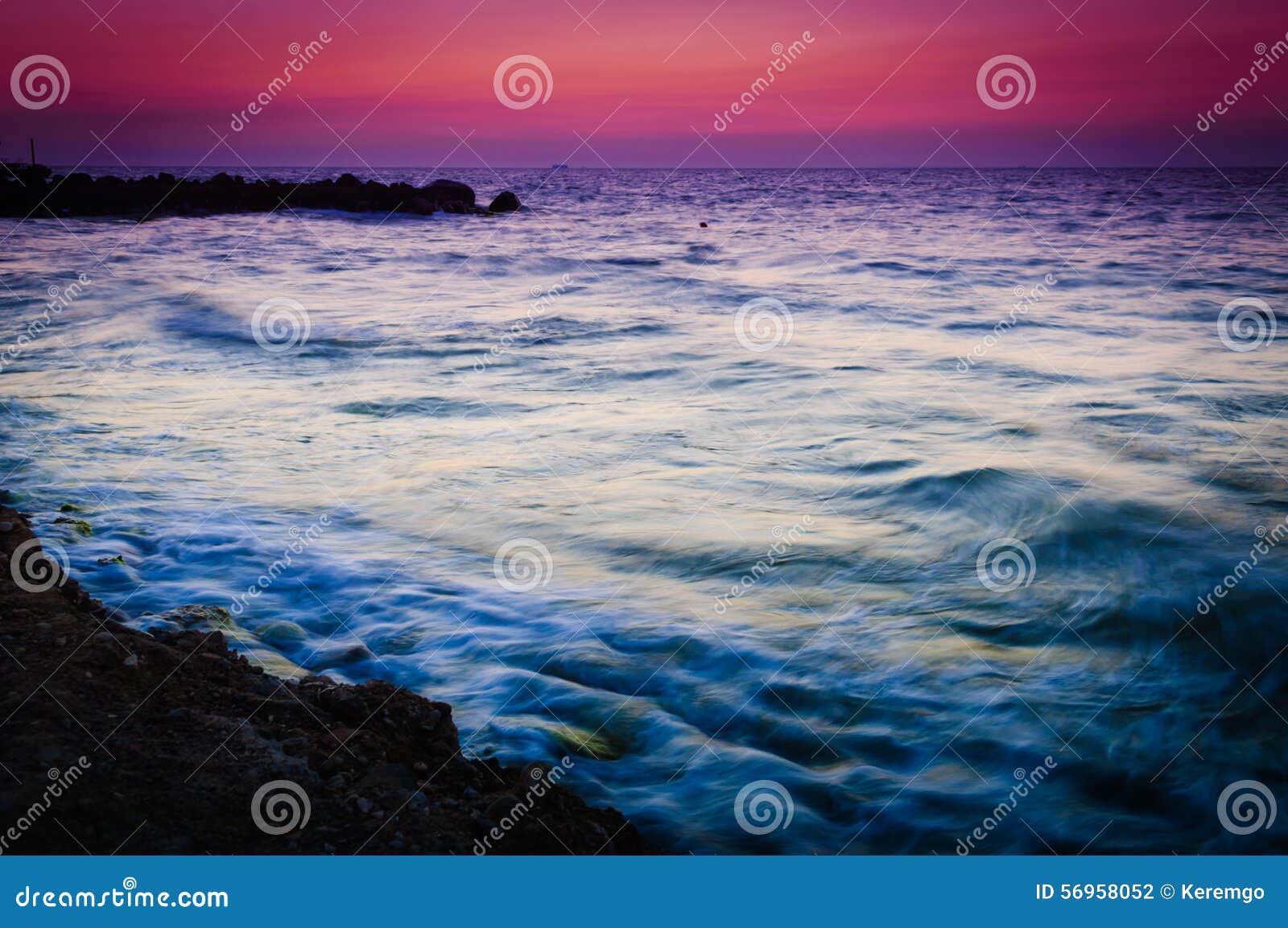 Peaceful Shoreline Sunset stock photo. Image of peace - 56958052