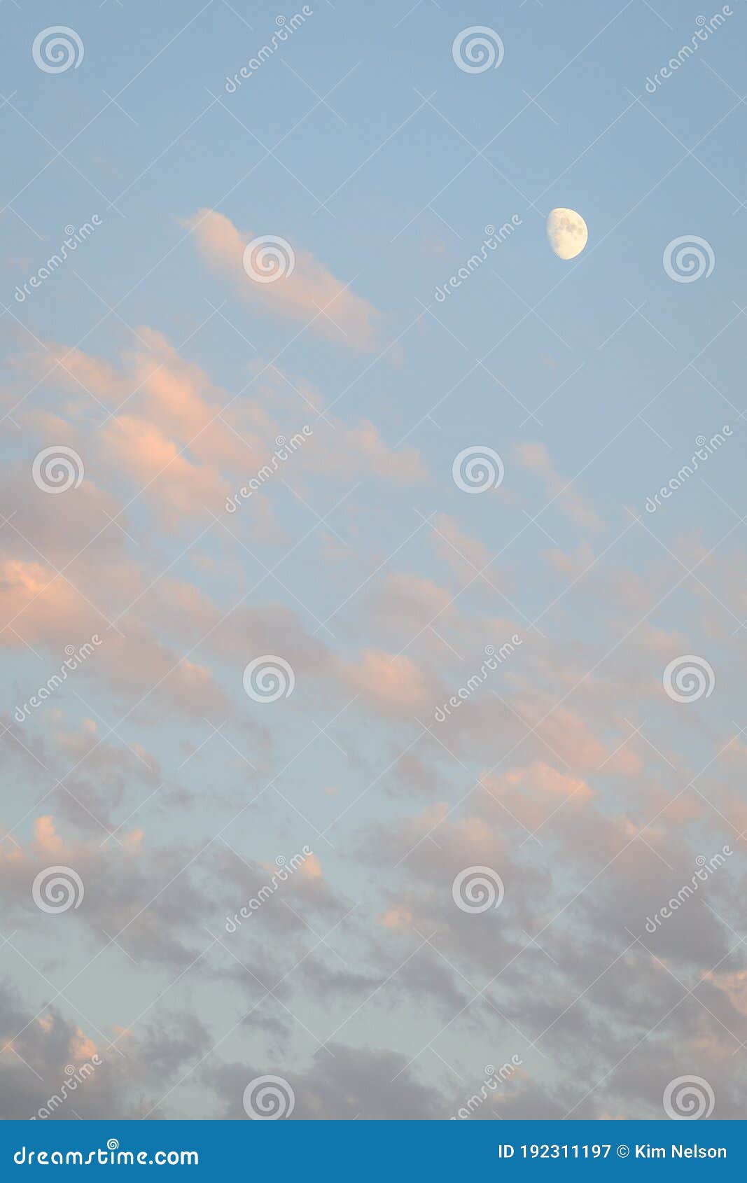 Peaceful Sky at Dusk, Light Clouds and Partial Moon, As a Nature ...