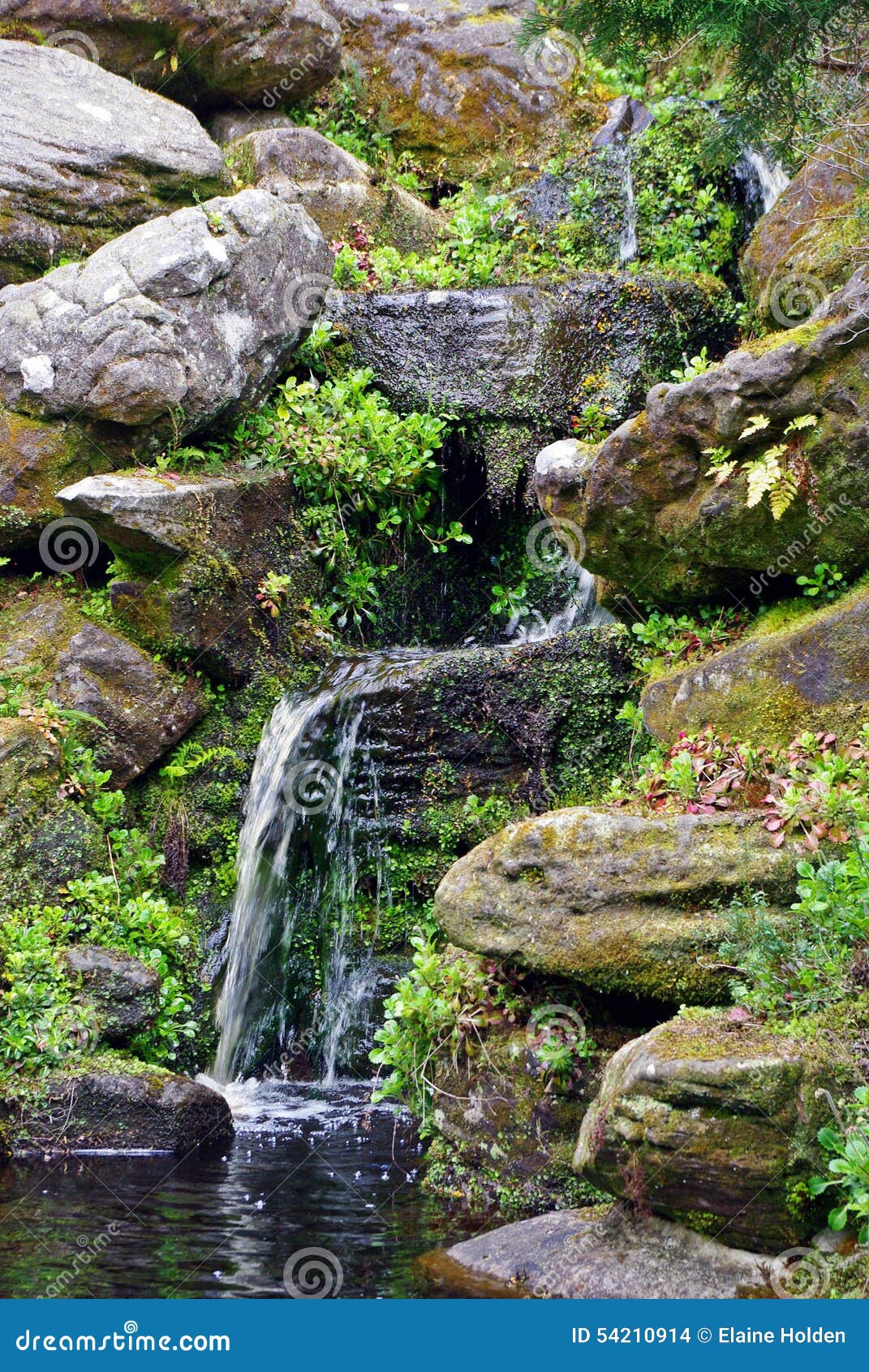 Peaceful Small Rock Waterfall Stock Photo - Image of running, calm ...