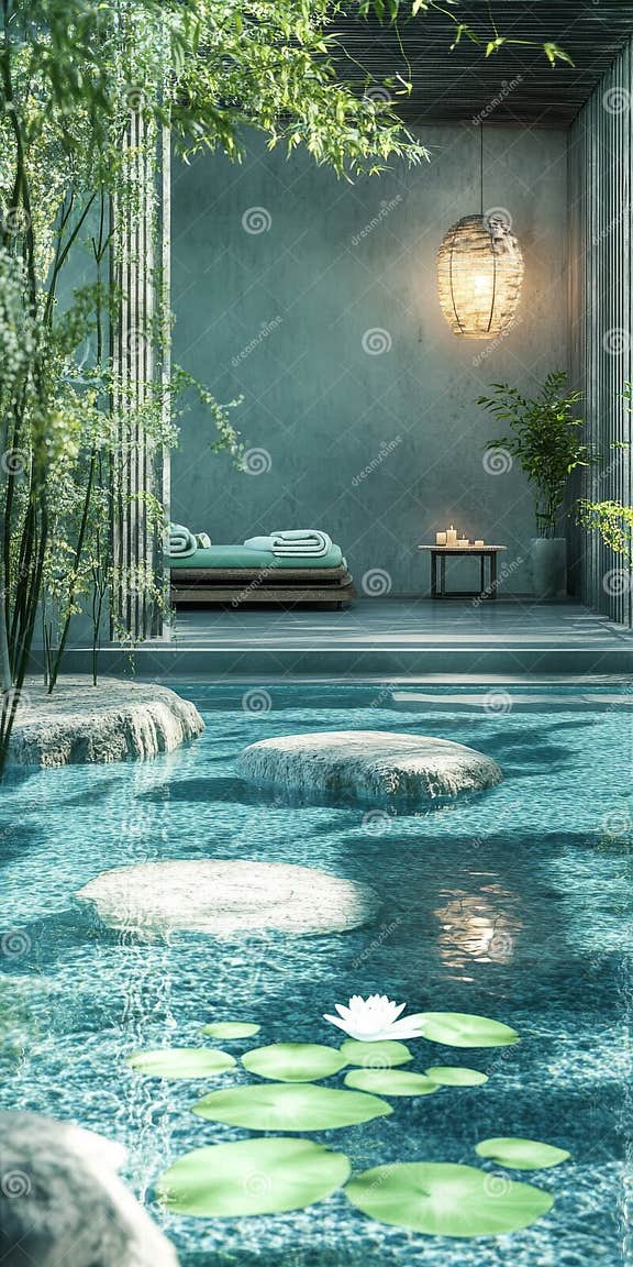Peaceful Spa Setting with a Visually Appealing Layout Pattern. Stock ...