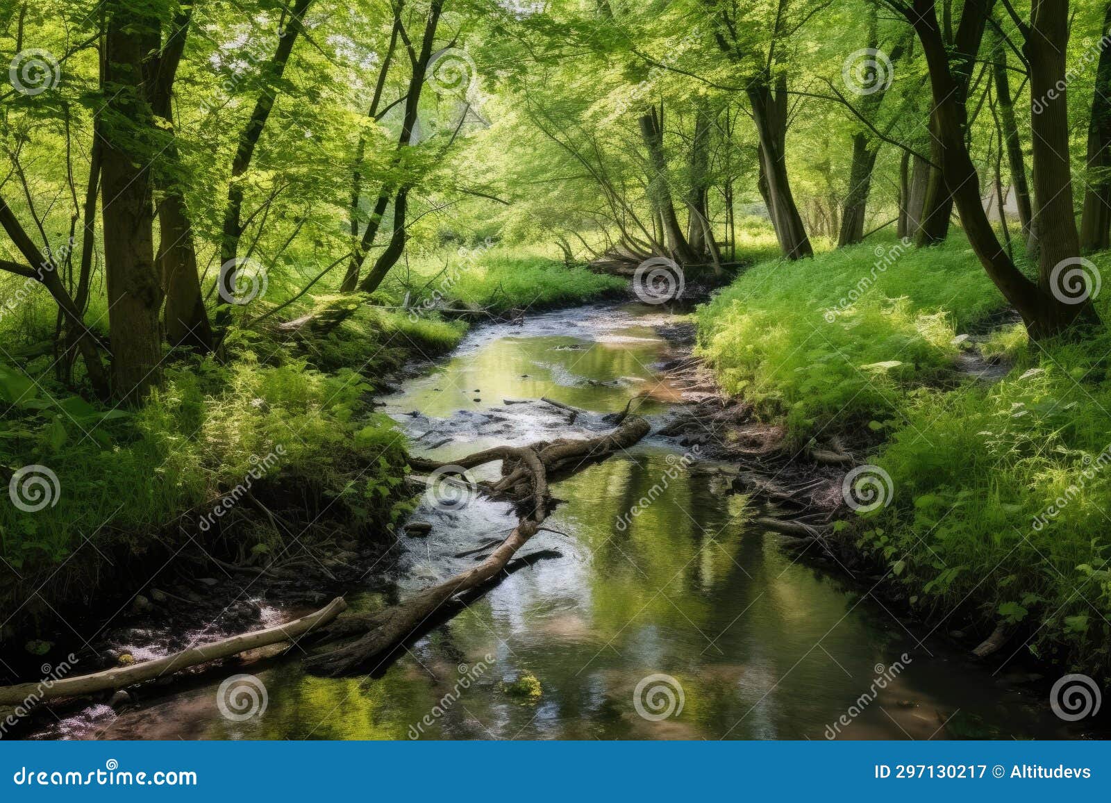 Peaceful Stream Meandering through a Deserted Area Stock Image - Image ...