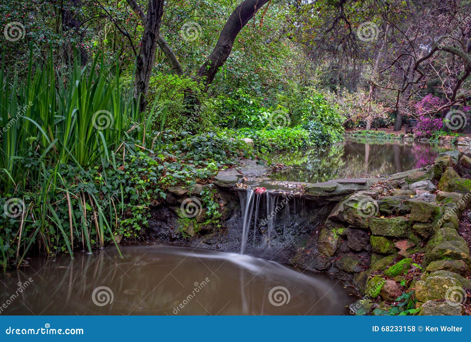 Peaceful Stream and Waterfall in Spring Stock Photo - Image of relaxing ...