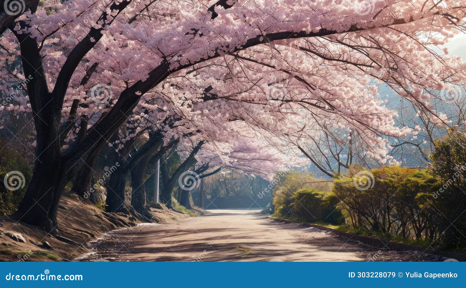 Peaceful Stroll Beneath a Canopy of Blooming Cherry Blossoms Stock ...