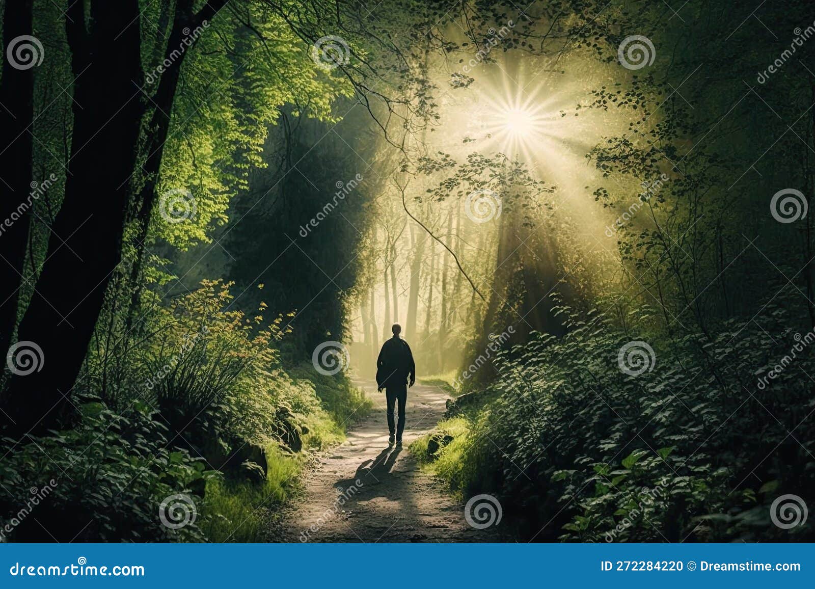 A Peaceful Stroll through a Lush Green Forest with Tall Trees and ...