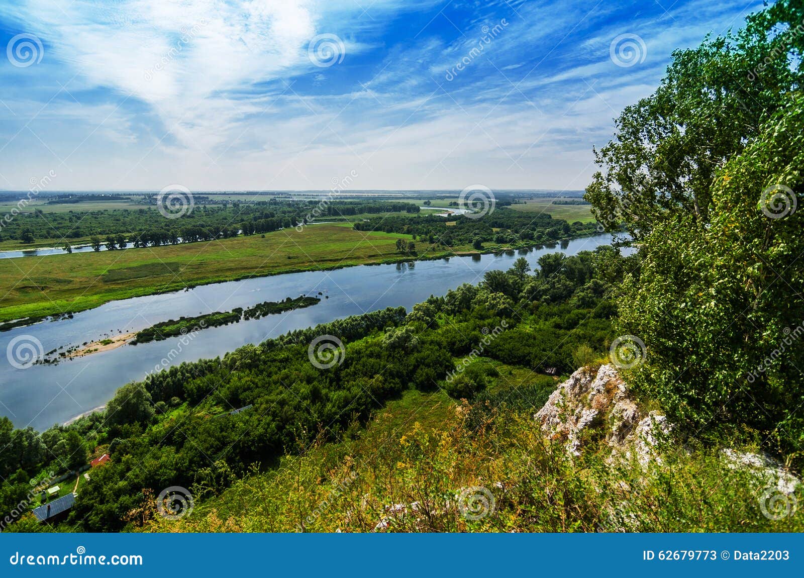 Peaceful summer landscape stock image. Image of bank - 62679773
