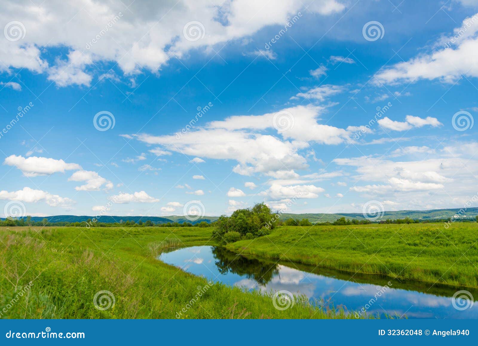 Peaceful Summer Rural Landscape Stock Photo - Image of heavens, meadow ...