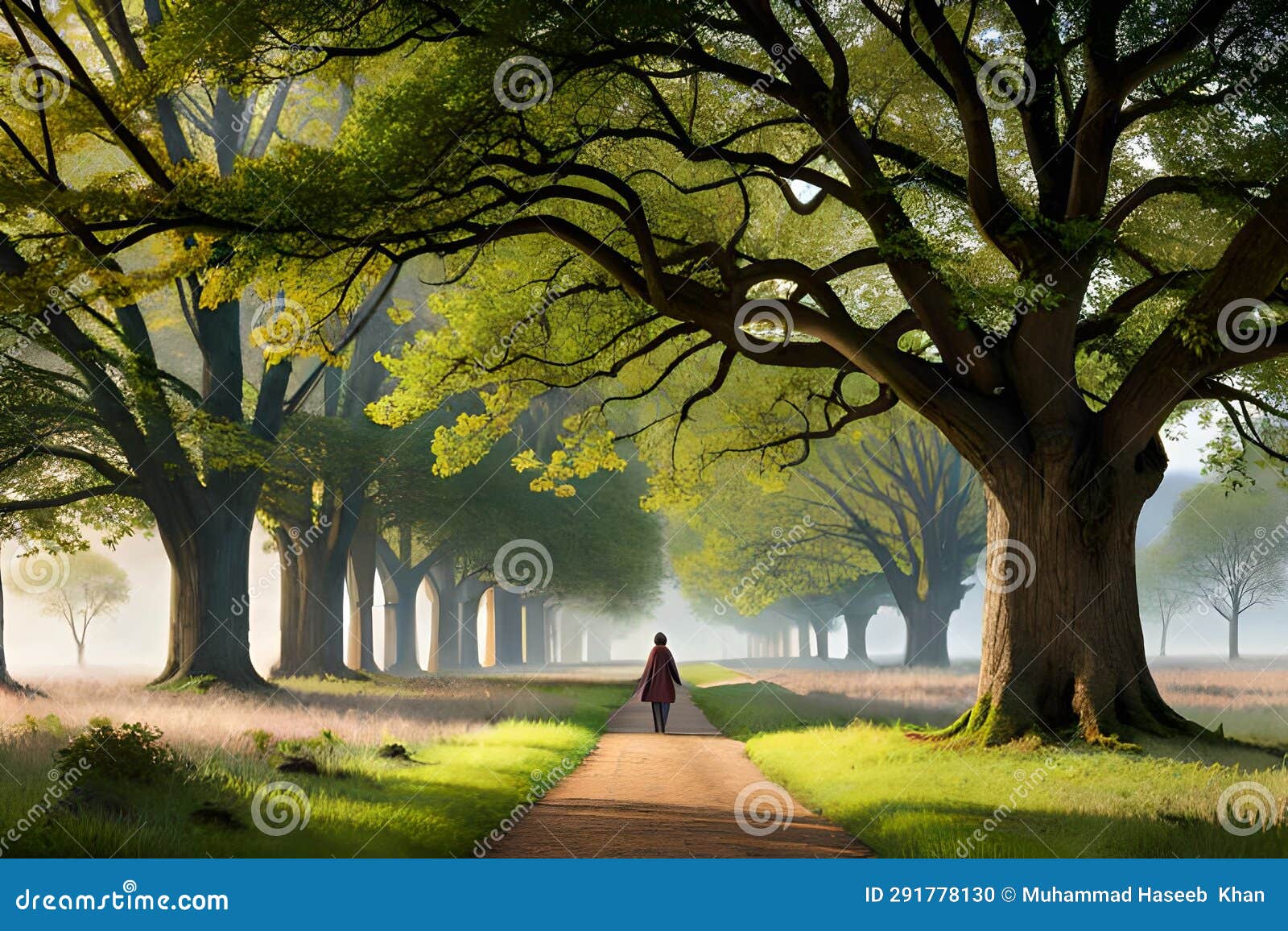 A Peaceful and Sun-dappled Grove of Ancient Oak Trees Stock ...