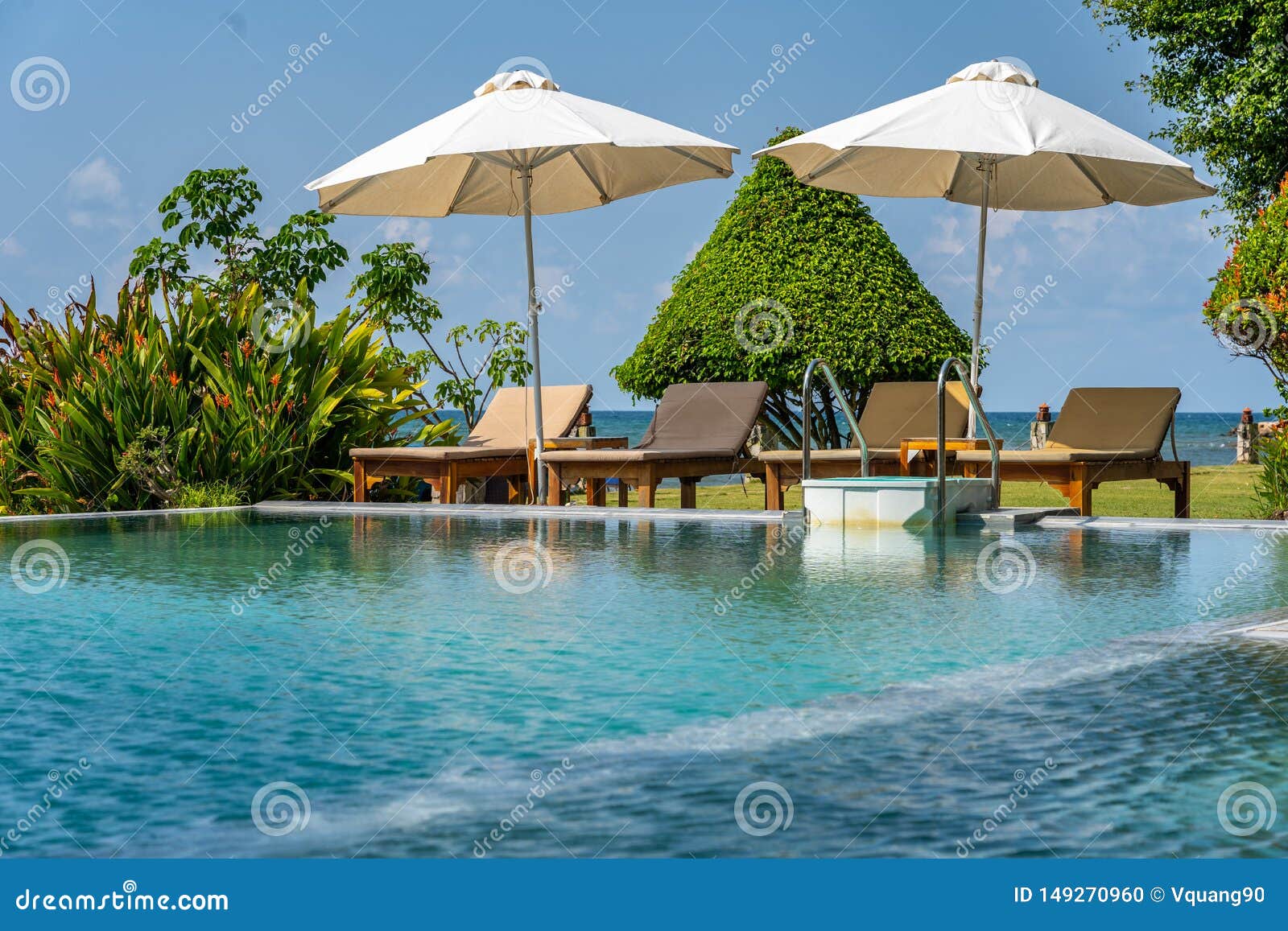 Peaceful Swimming Pool at the Beautiful Resort Stock Photo - Image of ...