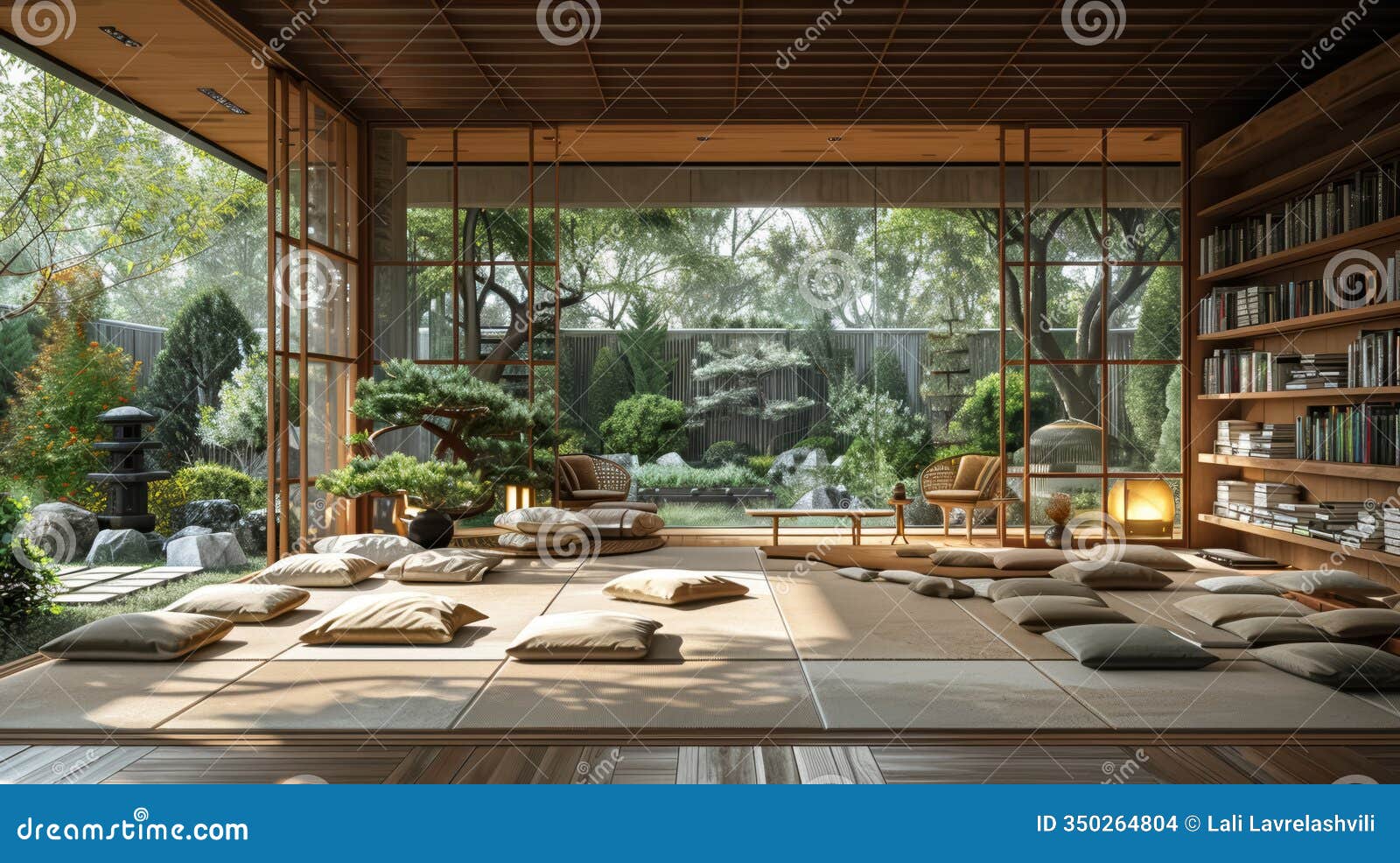 Peaceful and Tranquil Library Space with a Focus on Natural Materials ...