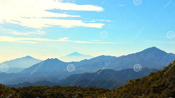Peaceful View of Mountain with Clouds Stock Photo - Image of landscape ...