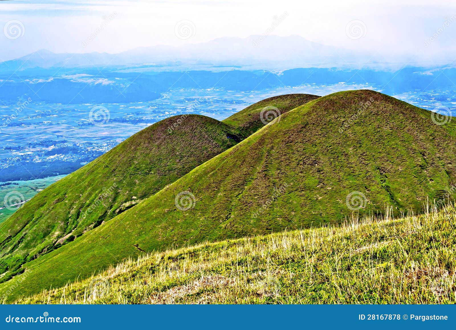 Peaceful Volcano Triplets in Japan Stock Photo - Image of landscape ...