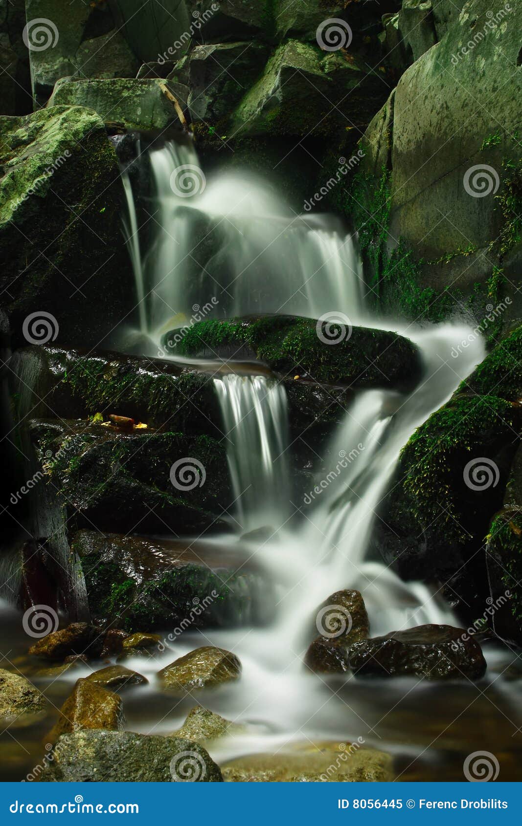 Peaceful waterfall stock image. Image of green, cascade - 8056445