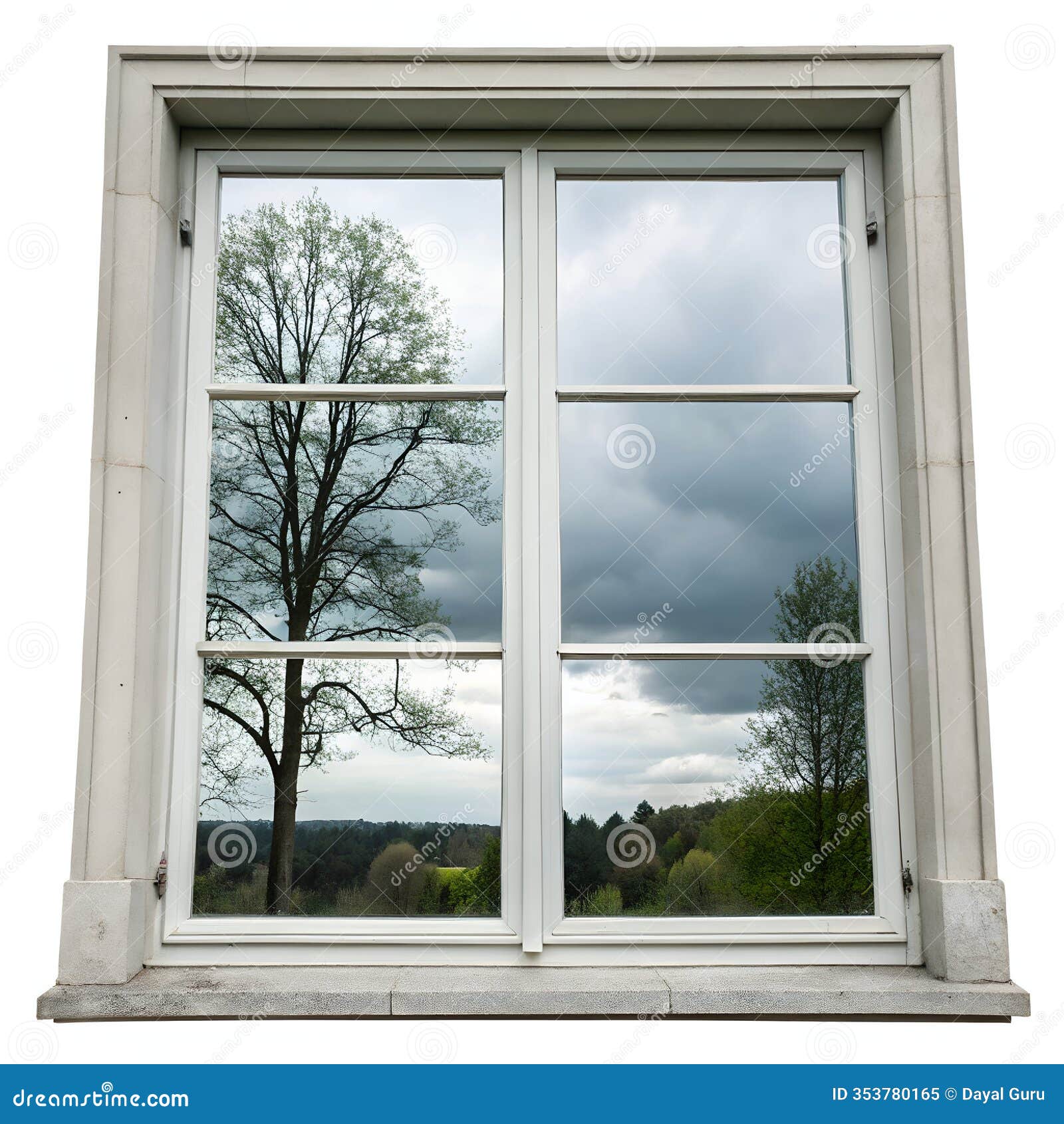 Scenic Window View Isolated on White Background Stock Illustration ...