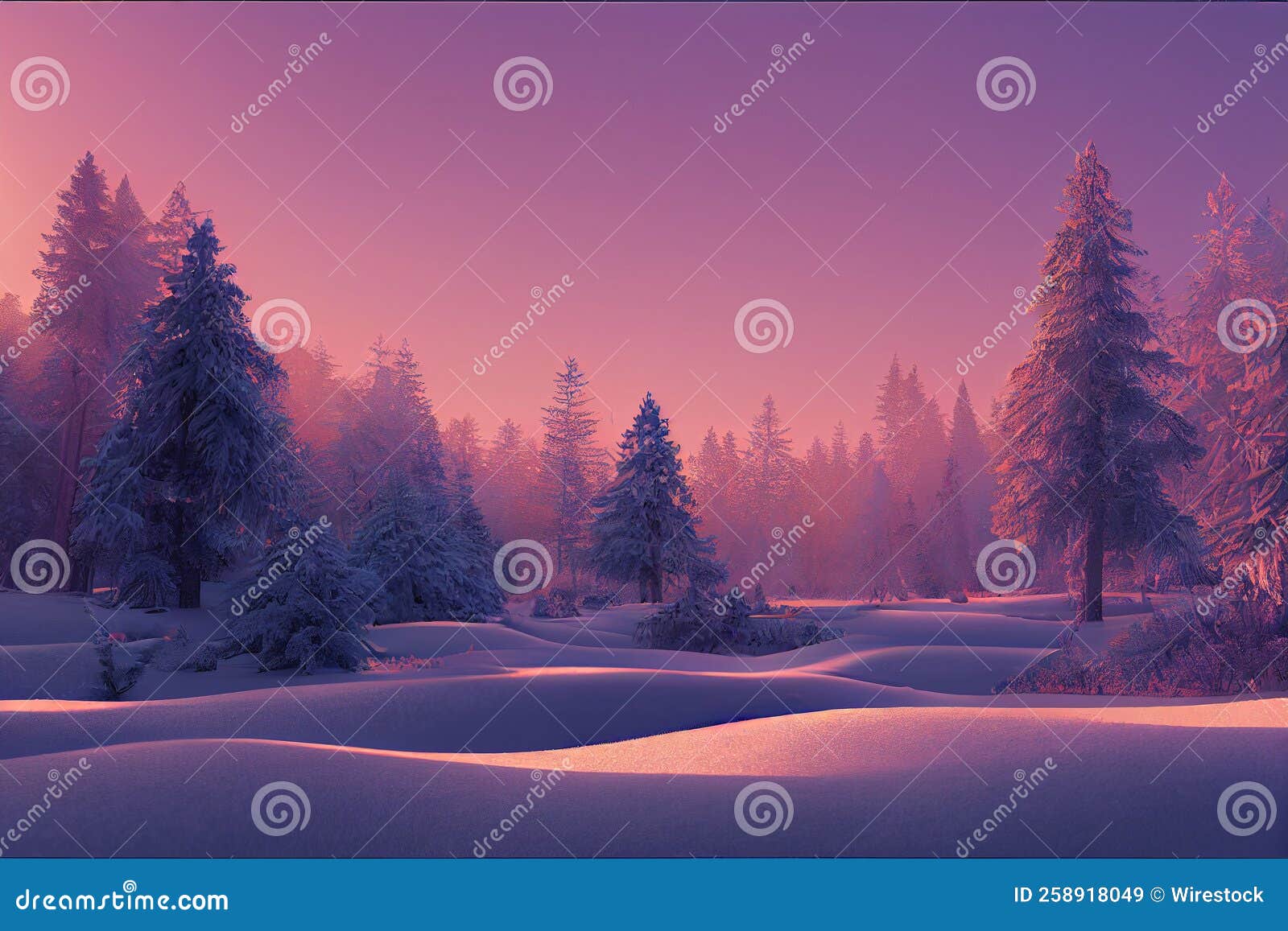 Peaceful Winter Landscape with Trees during Sunset Stock Image - Image ...