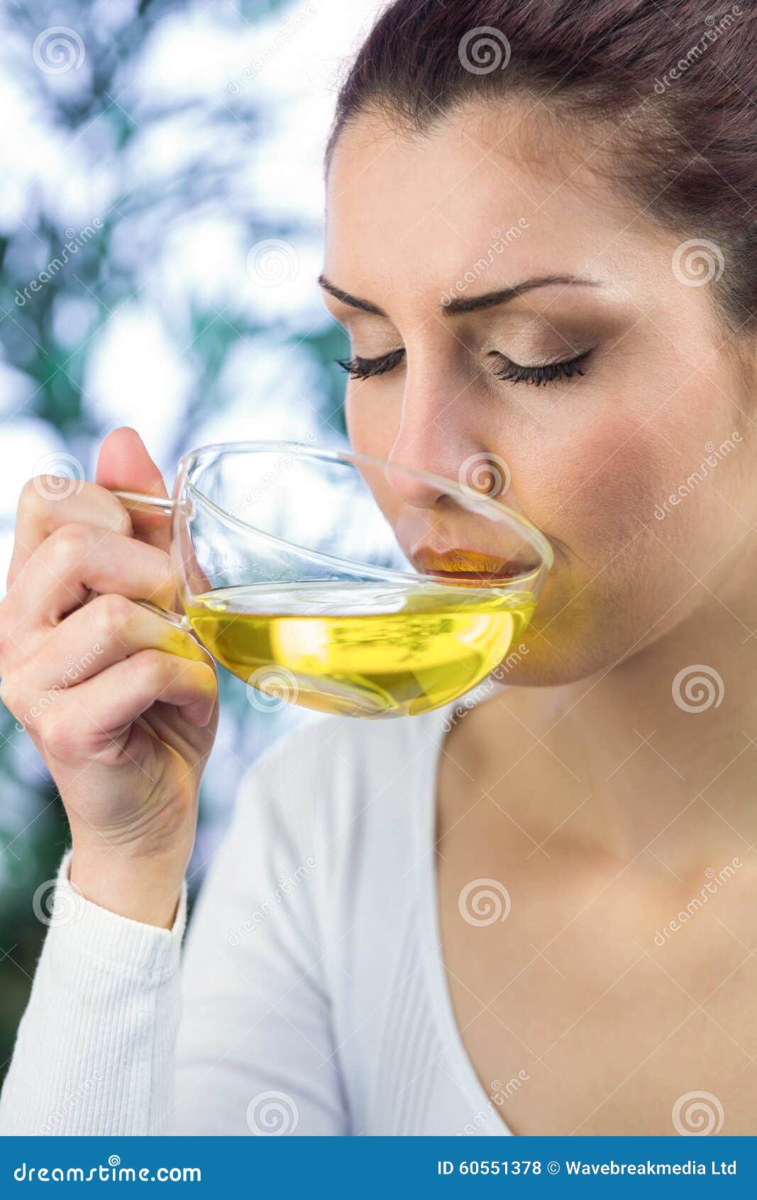 Peaceful Woman Drinking Herbal Tea Stock Photo - Image of female ...