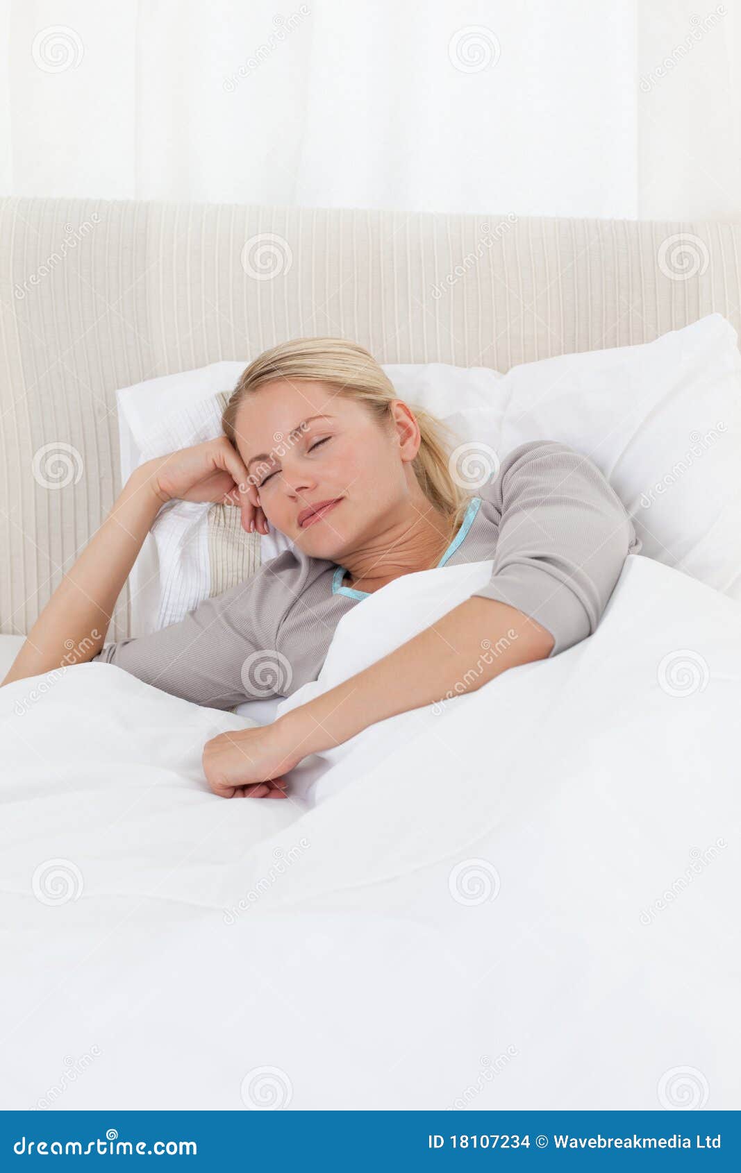 Peaceful Woman Sleeping in Her Bed Stock Photo - Image of beautiful ...
