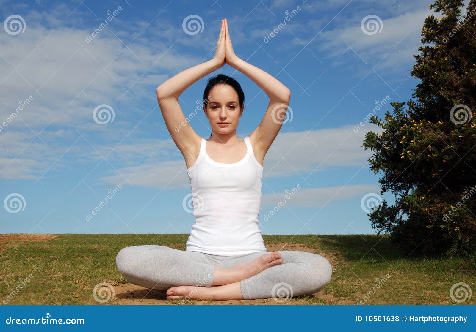 Peaceful yoga pose stock photo. Image of grass, girl - 10501638
