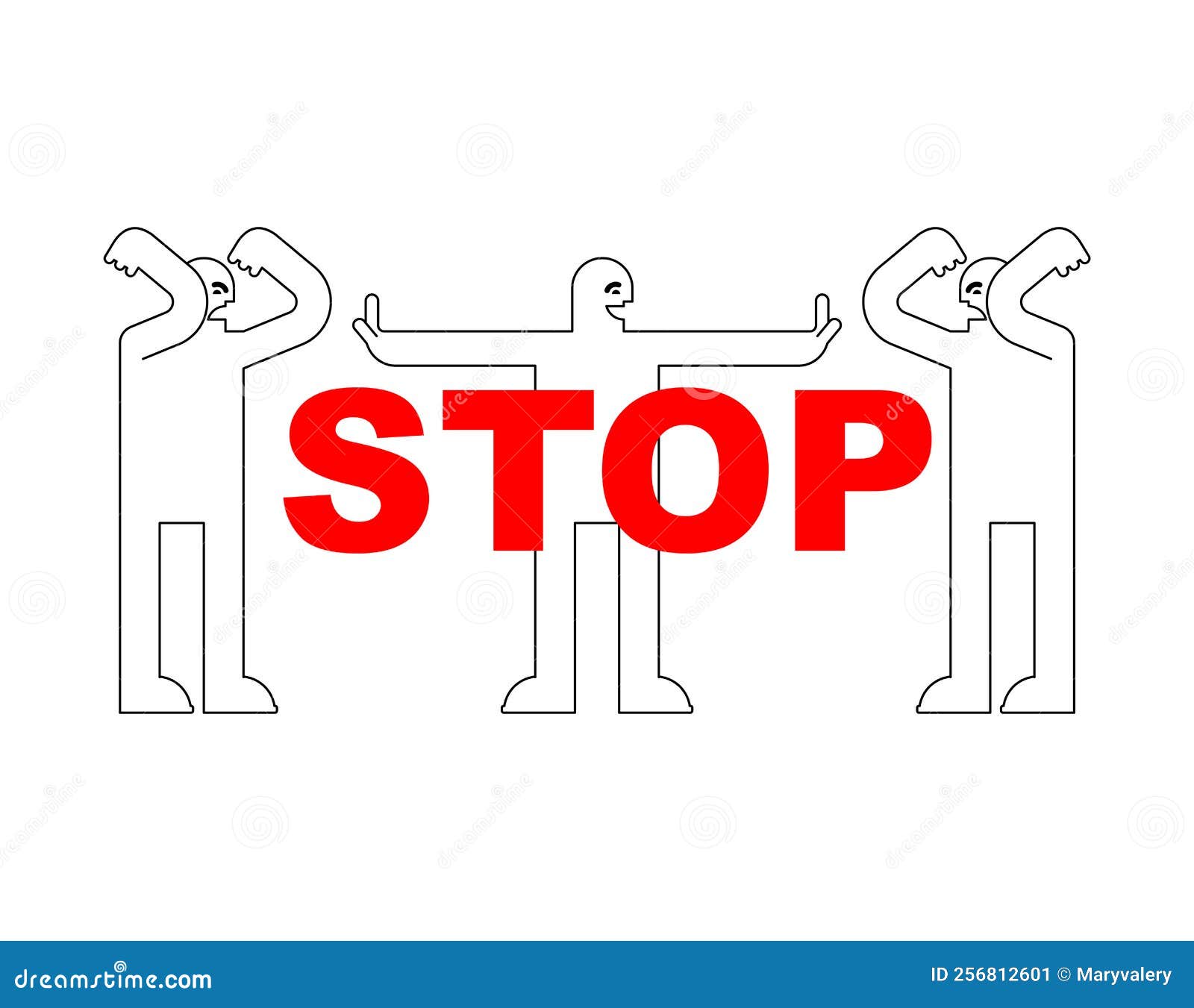 Peacemaker Stop Quarrel. Man Reconciles Angry People Stock Vector ...