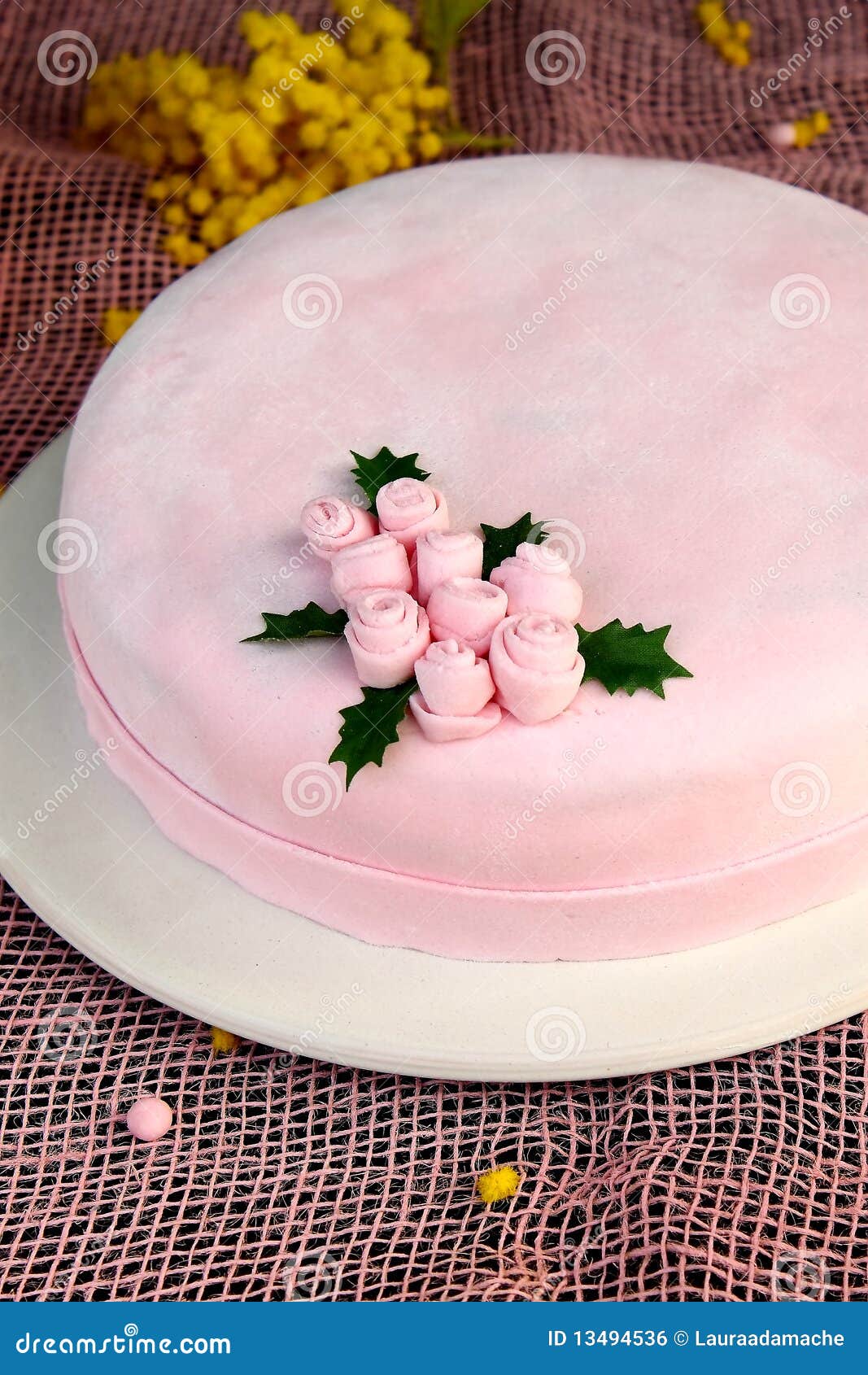 Peach Cake with Marshmallow Fondant Stock Photo - Image of peach, fruit ...